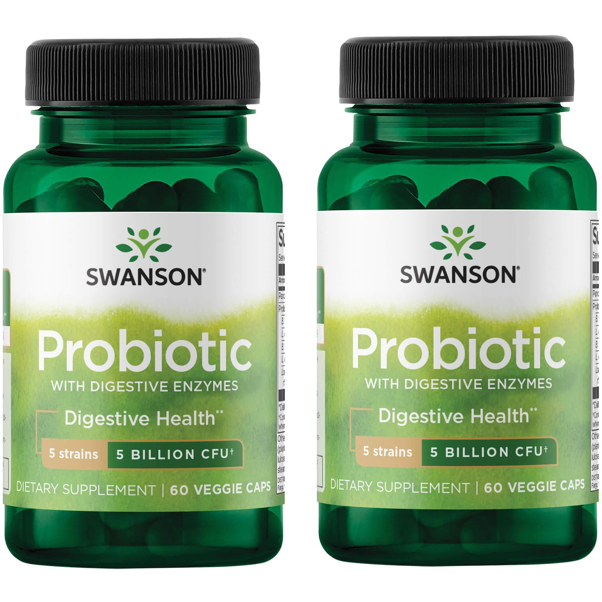 Swanson Probiotic+Digestive Enzymes, 5 Billion CFU, Gut Health Support ...
