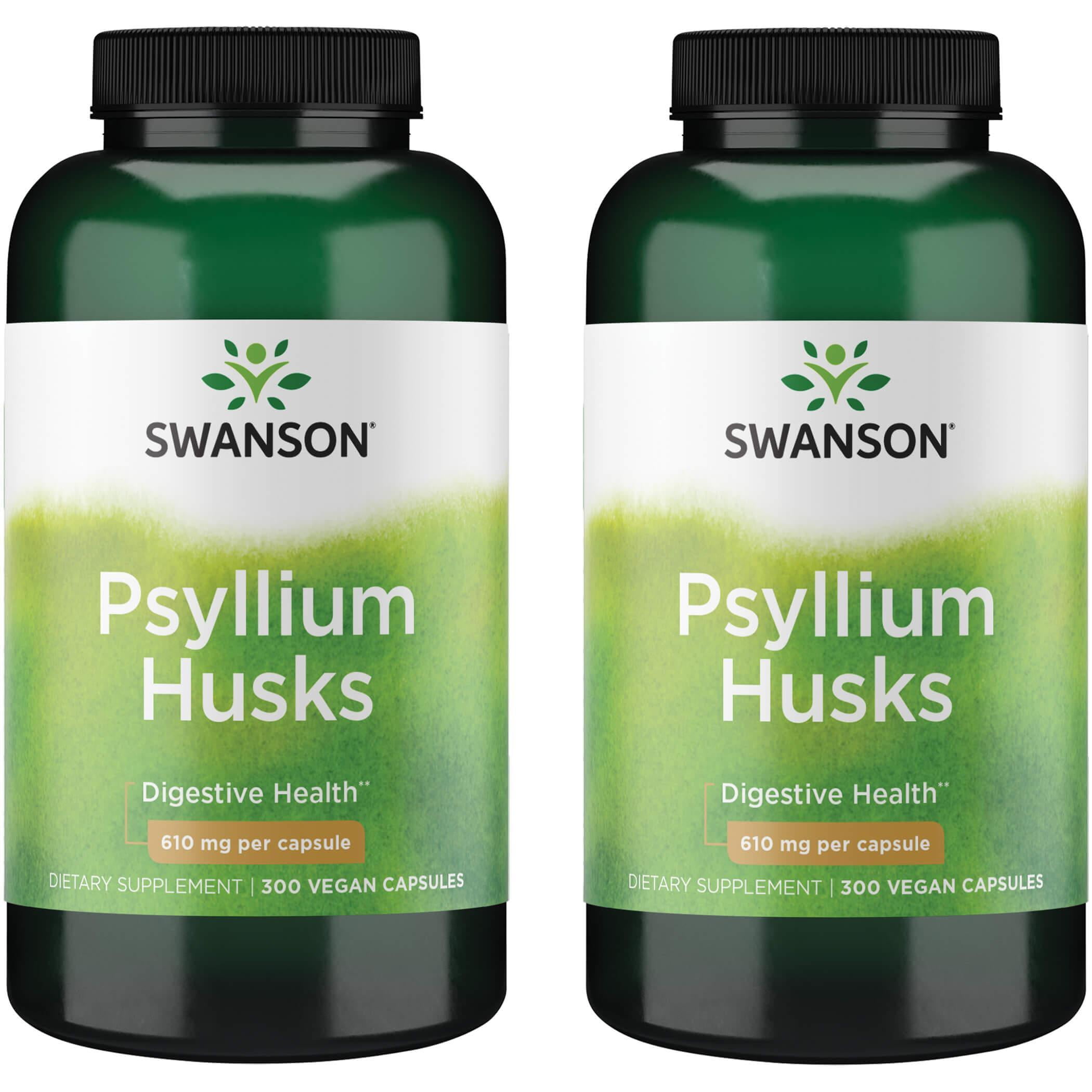 Swanson Psyllium Husk Dietary Fiber Supplement 610 mg 300 Capsules - (2 ...