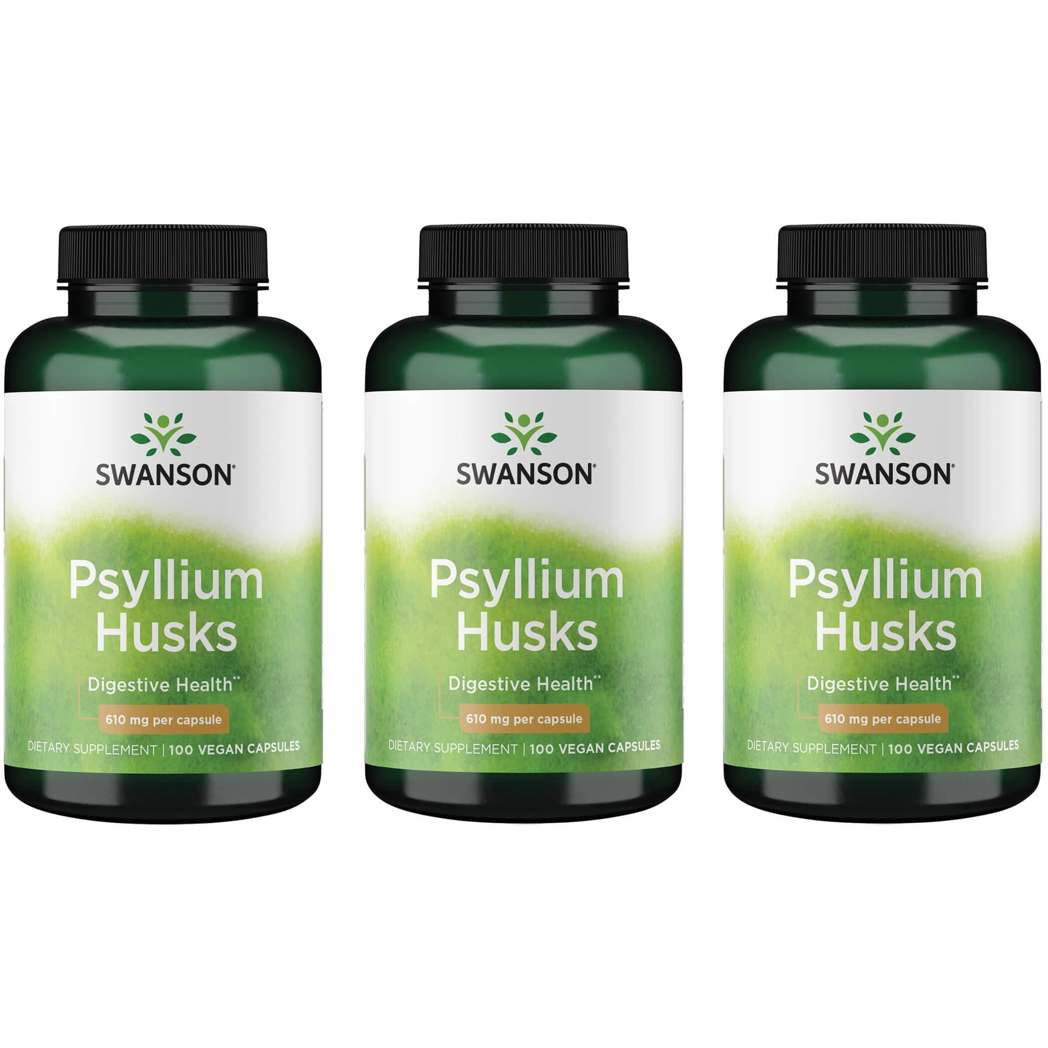 Swanson Psyllium Husks 610 mg 100 Vegan Caps 3 Pack - Walmart.com