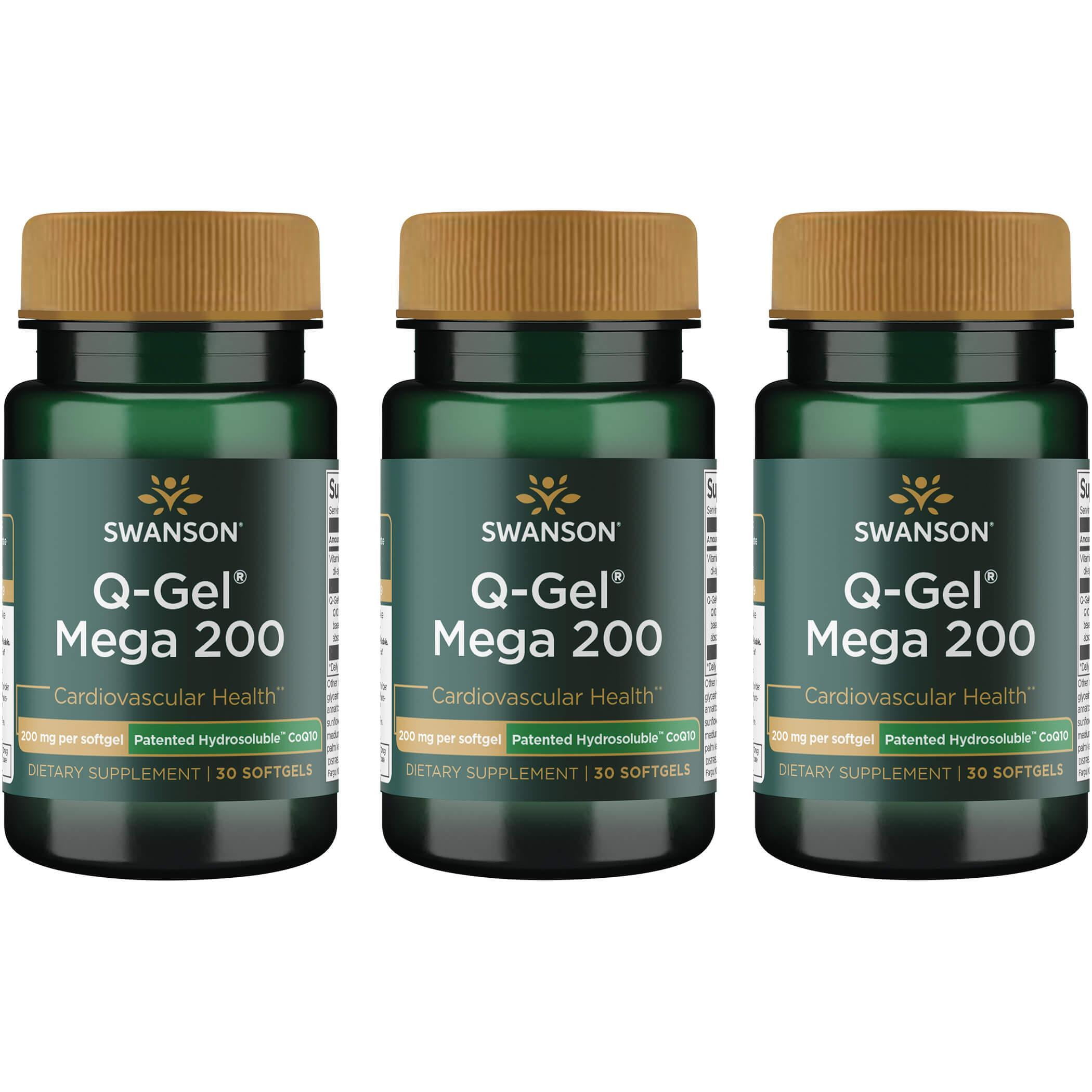 Swanson Mega Q-Gel CoQ10 Capsules, 200mg, 30 Count, 3 Pack for ...