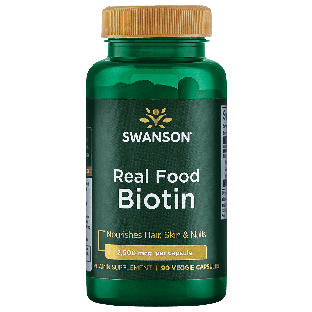 Swanson Real Food Biotin Vegetable Capsules, 2,500 Mcg, 90 Count ...