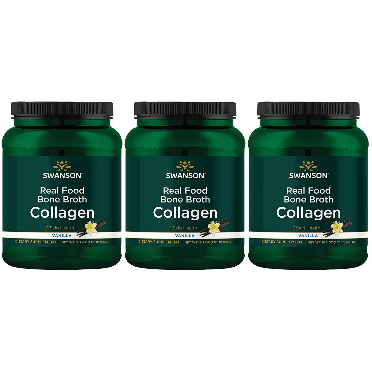 Swanson Real Food Bone Broth Collagen - Vanilla 18.7 oz Pwdr 3 Pack ...