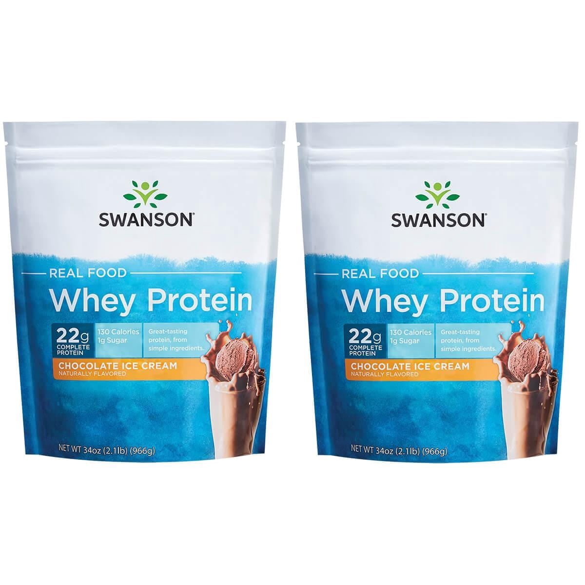 Swanson Real Food Whey Protein - Chocolate Ice Cream 34 oz Pwdr 2 Pack ...