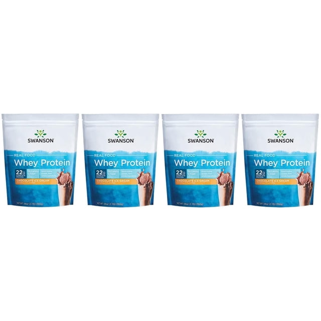 Swanson Real Food Whey Protein - Chocolate Ice Cream 34 oz Pwdr 4 Pack ...