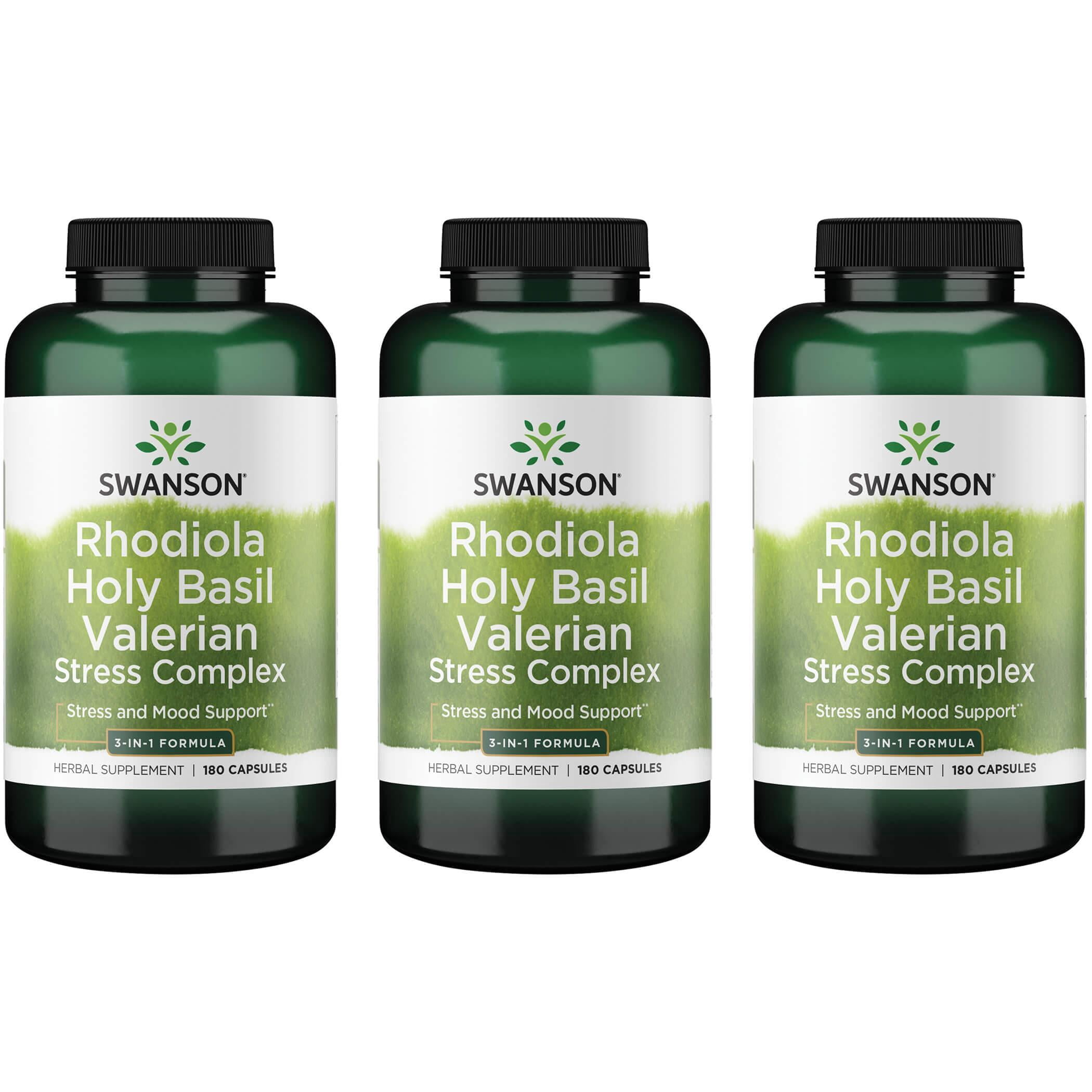 Swanson Rhodiola Holy Basil Valerian Stress Complex - 3-in-1 Formula 3 ...