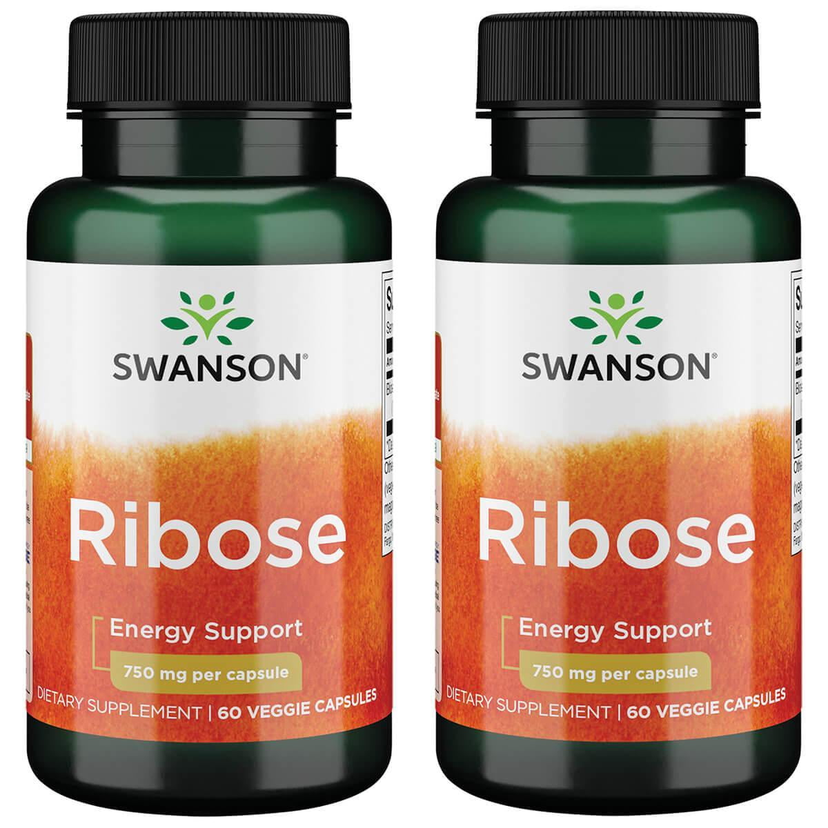 Swanson Pure Ribose 750 mg, 60 Veg Caps, 2 Pack - Non-GMO, Vegetarian ...