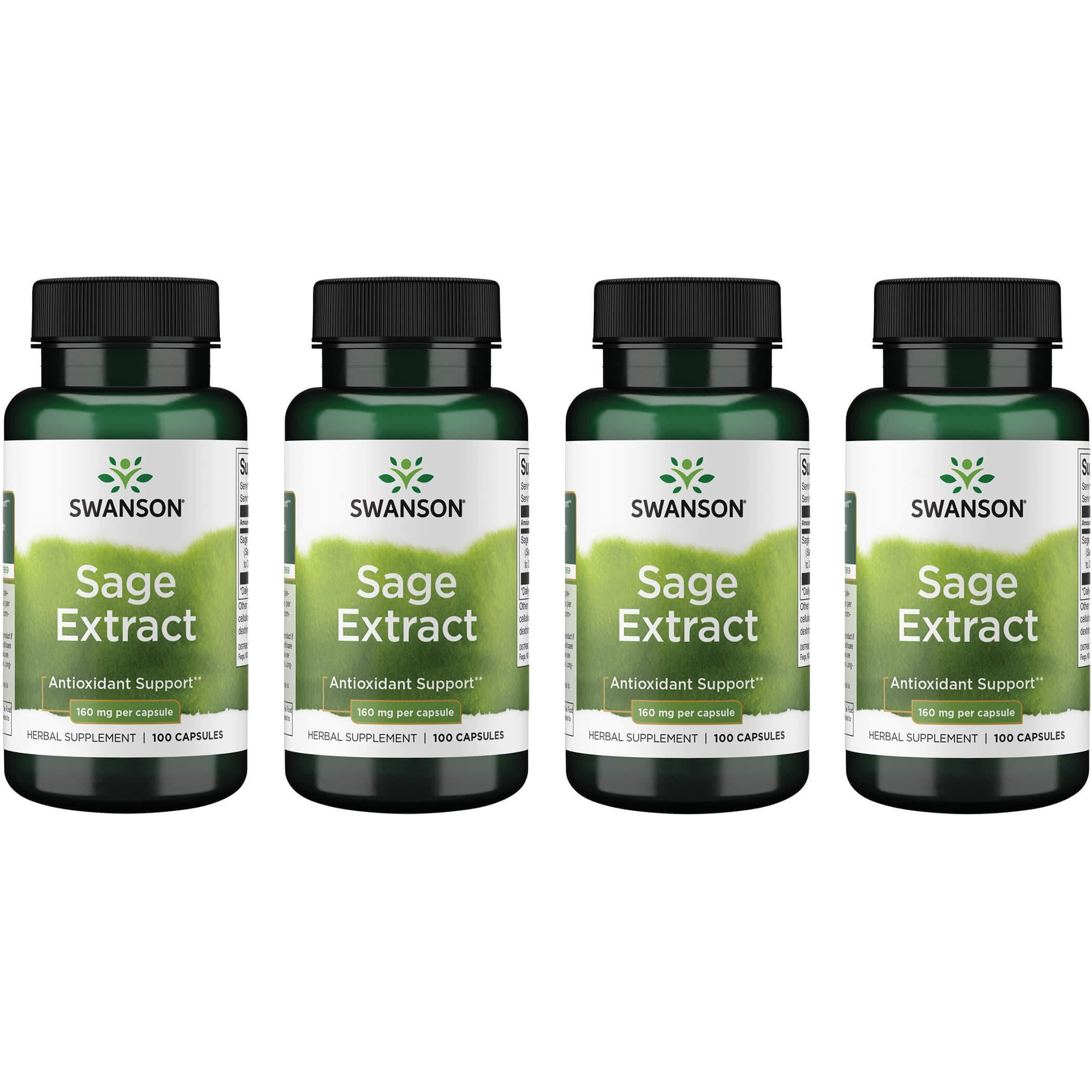 Swanson Sage Extract 160 Mg 100 Caps 4 Pack