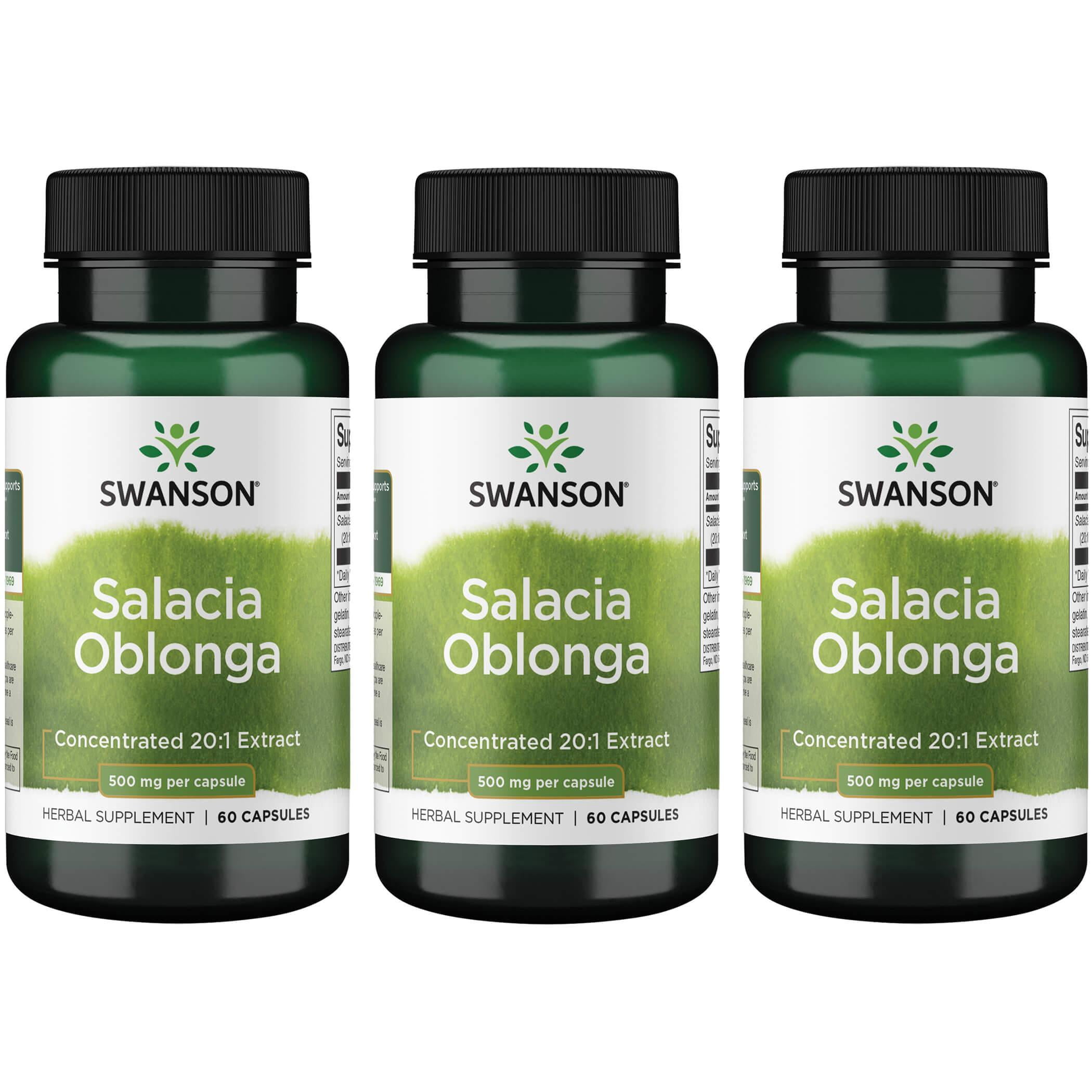 Swanson Salacia Oblonga Concentrated 20:1 Extract 500 mg 60 Caps 3 Pack ...