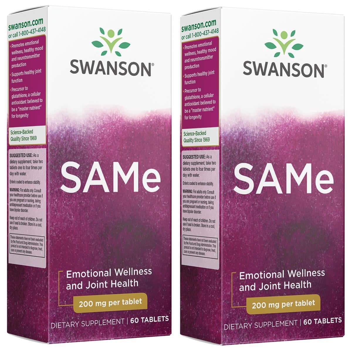 Swanson SAMe 200mg, Emotional Wellness & Joint Mobility Support, Gluten ...