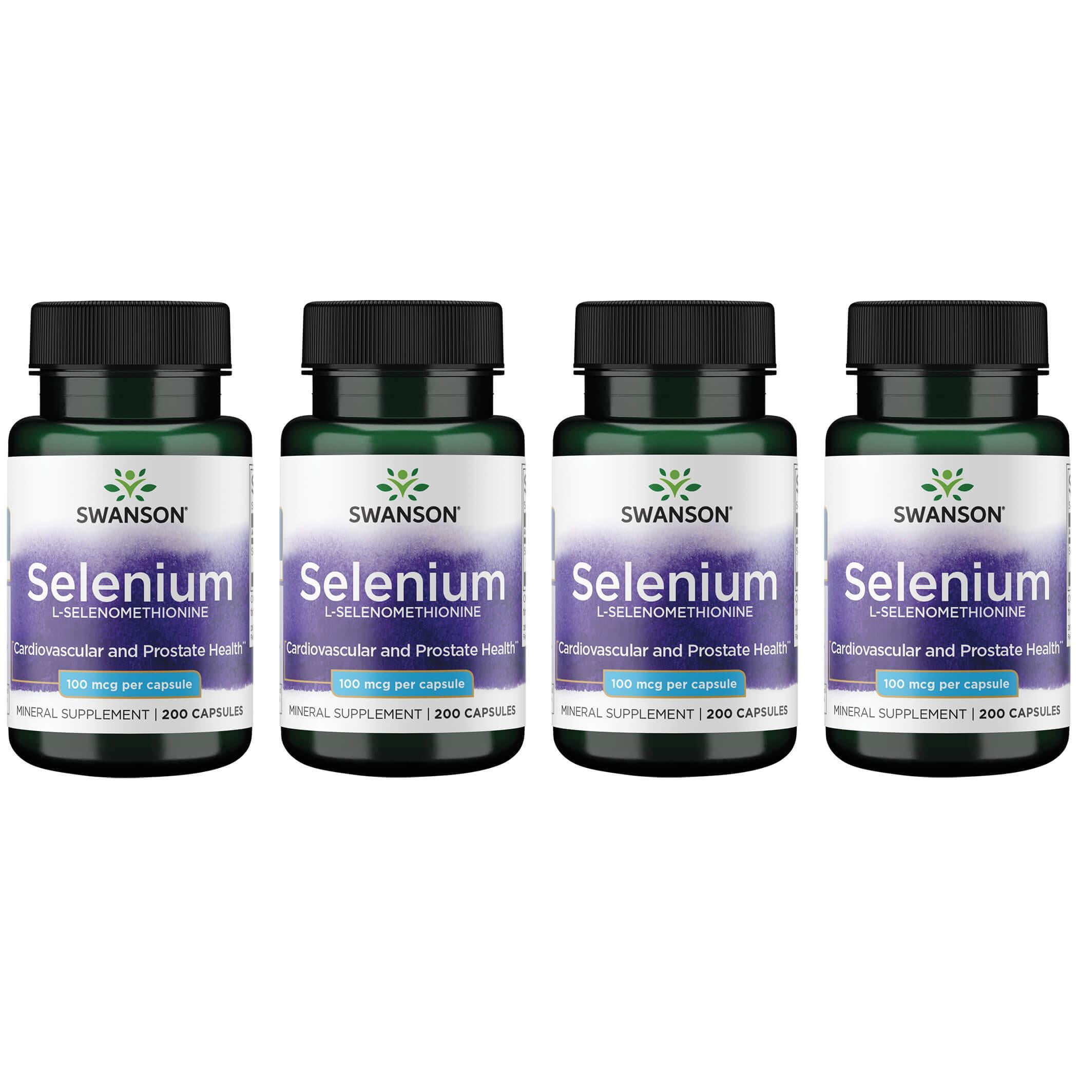 Swanson Selenium L-Selenomethionine 100 mcg 200 Caps 4 Pack - Walmart.com