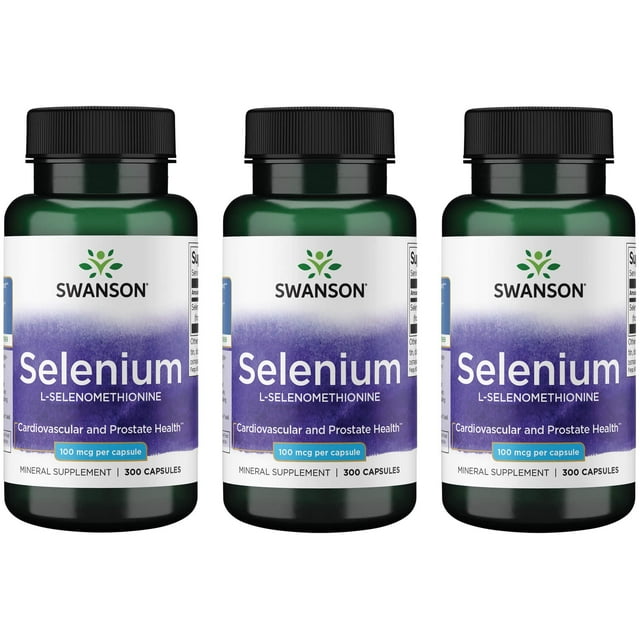 Swanson Selenium L-Selenomethionine 100 mcg 300 Caps 3 Pack - Walmart.com