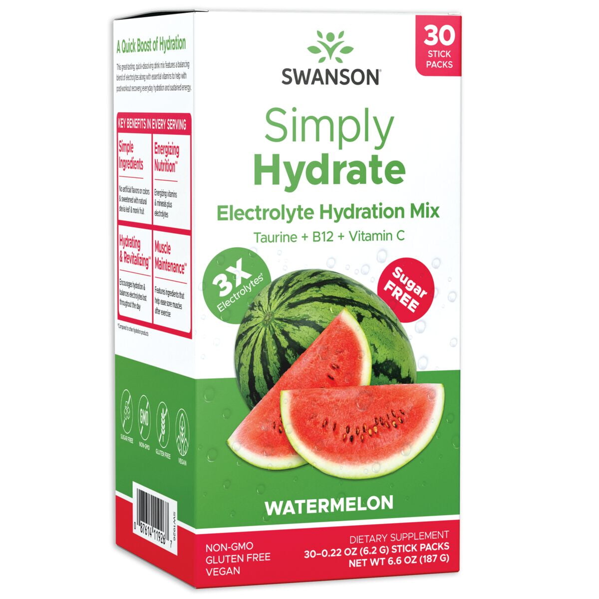 Swanson Simply Hydrate Electrolyte Hydration Mix - Watermelon 30 Pkts ...