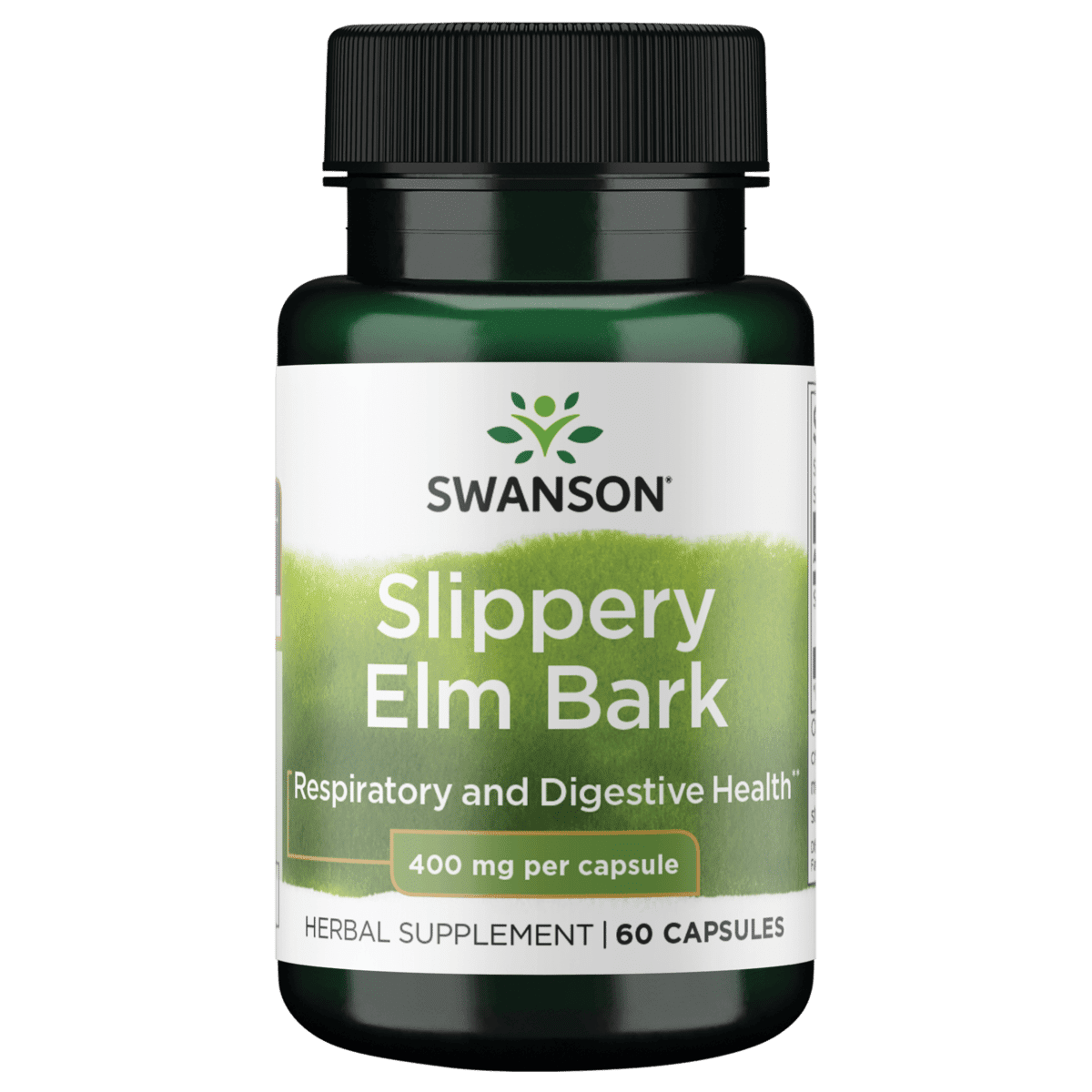 Swanson Slippery Elm Bark Capsules, 400 mg, 60 Count - Non-GMO, Supports Respiratory & Digestive ...