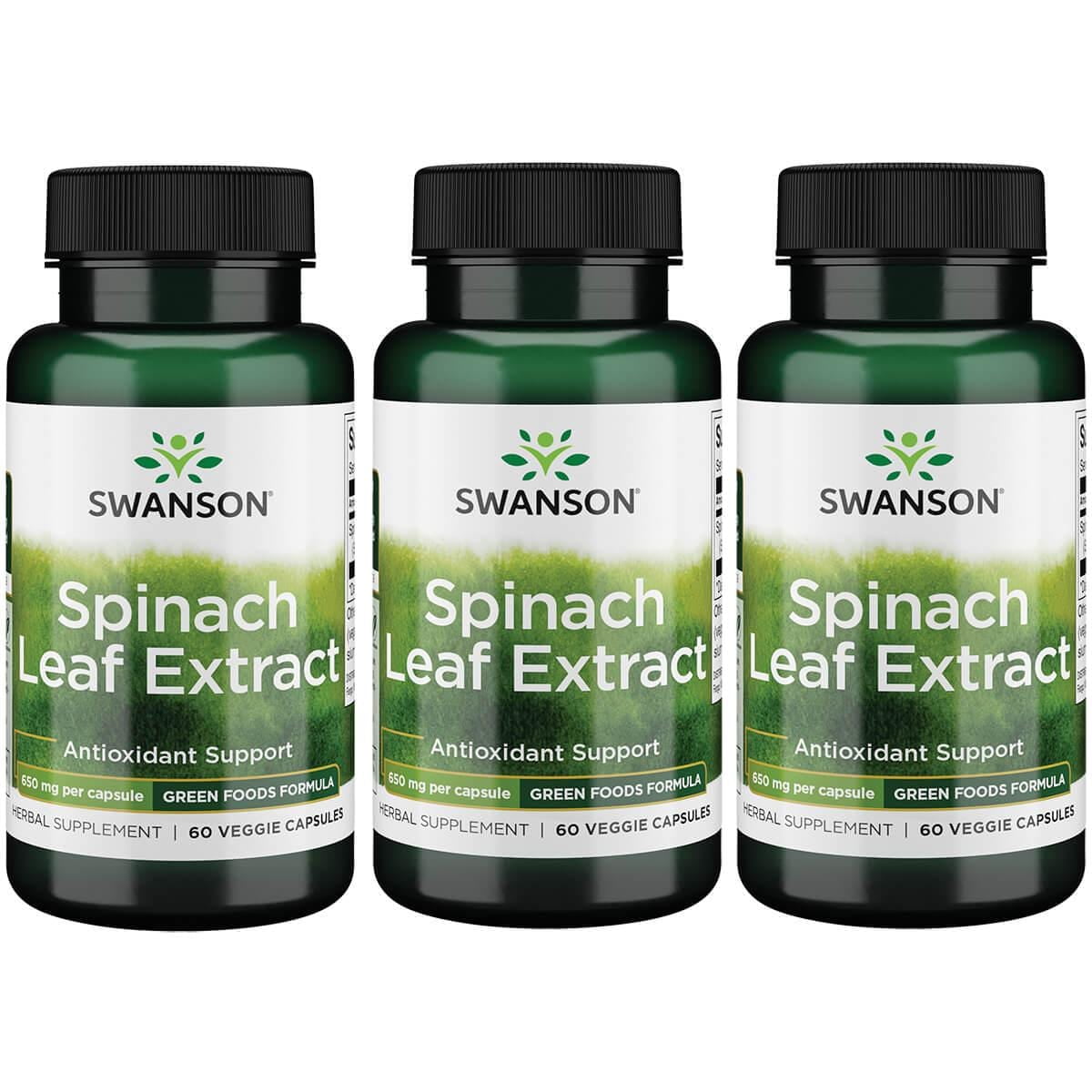 Swanson Spinach Leaf Extract 650 mg 60 Veg Caps 3 Pack - Walmart.com