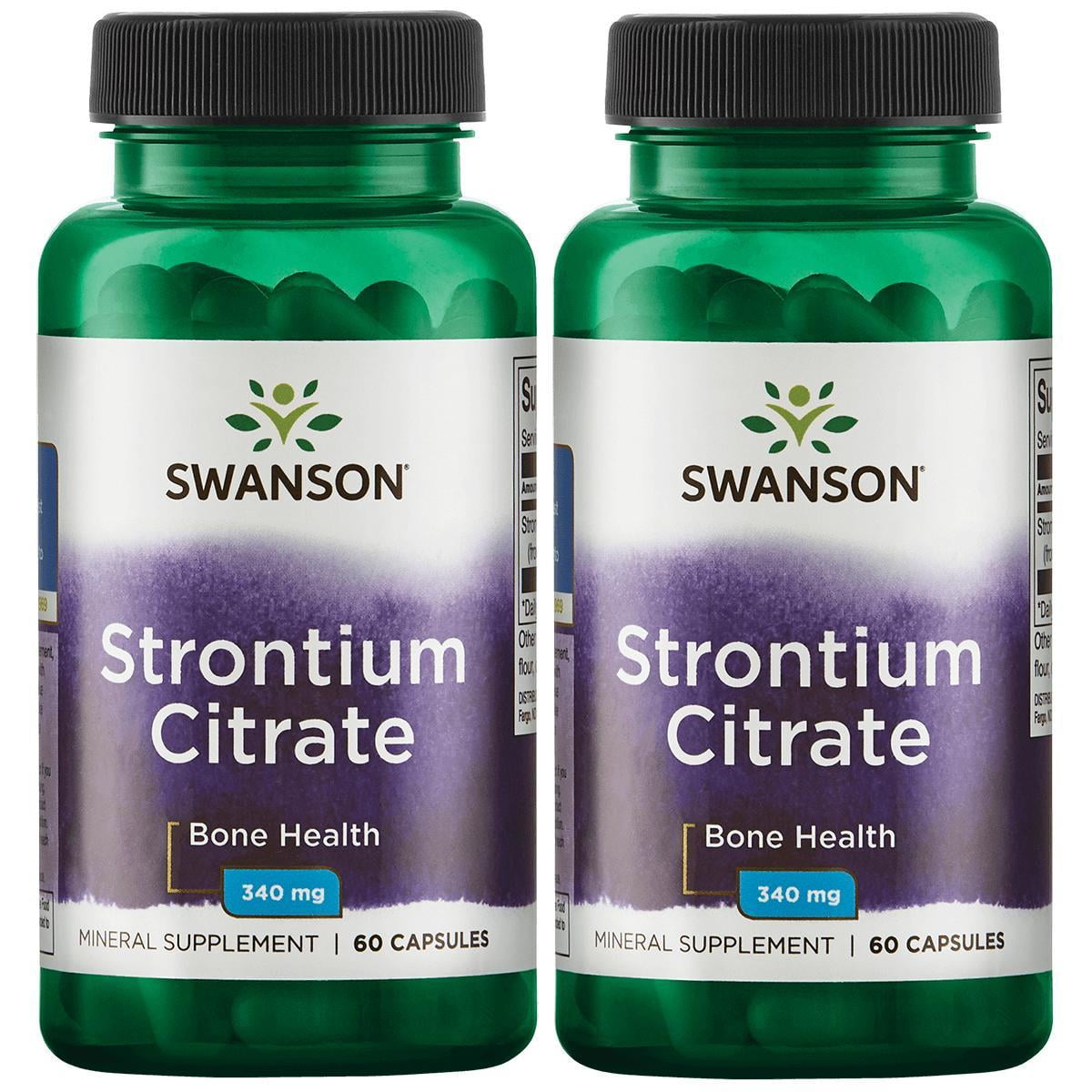 Swanson Strontium Citrate Supplements, 340 mg, 60 Caps, 2 Pack for Bone ...