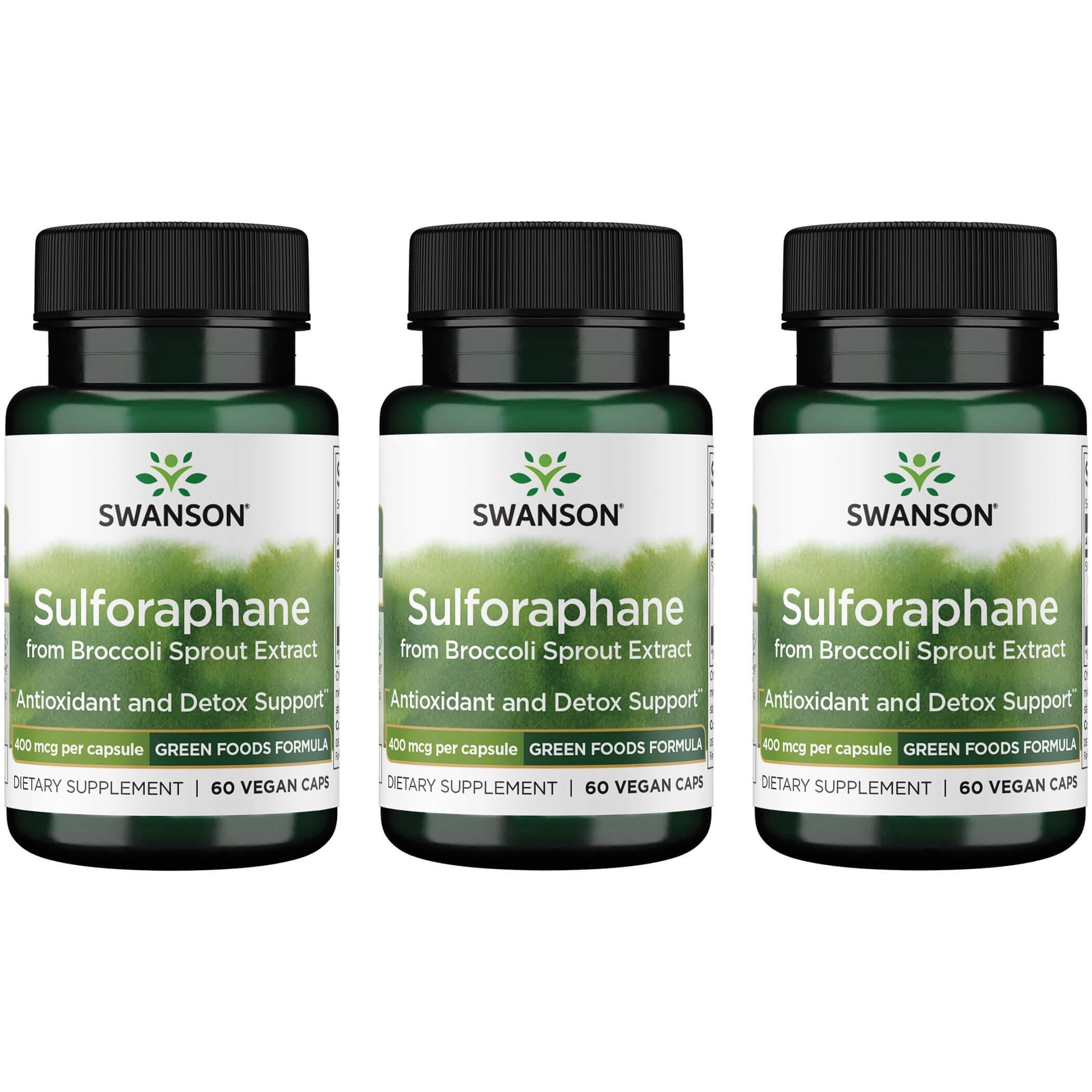 Swanson Broccoli Sprout Extract Sulforaphane 400 mcg Supplement, 60 ...