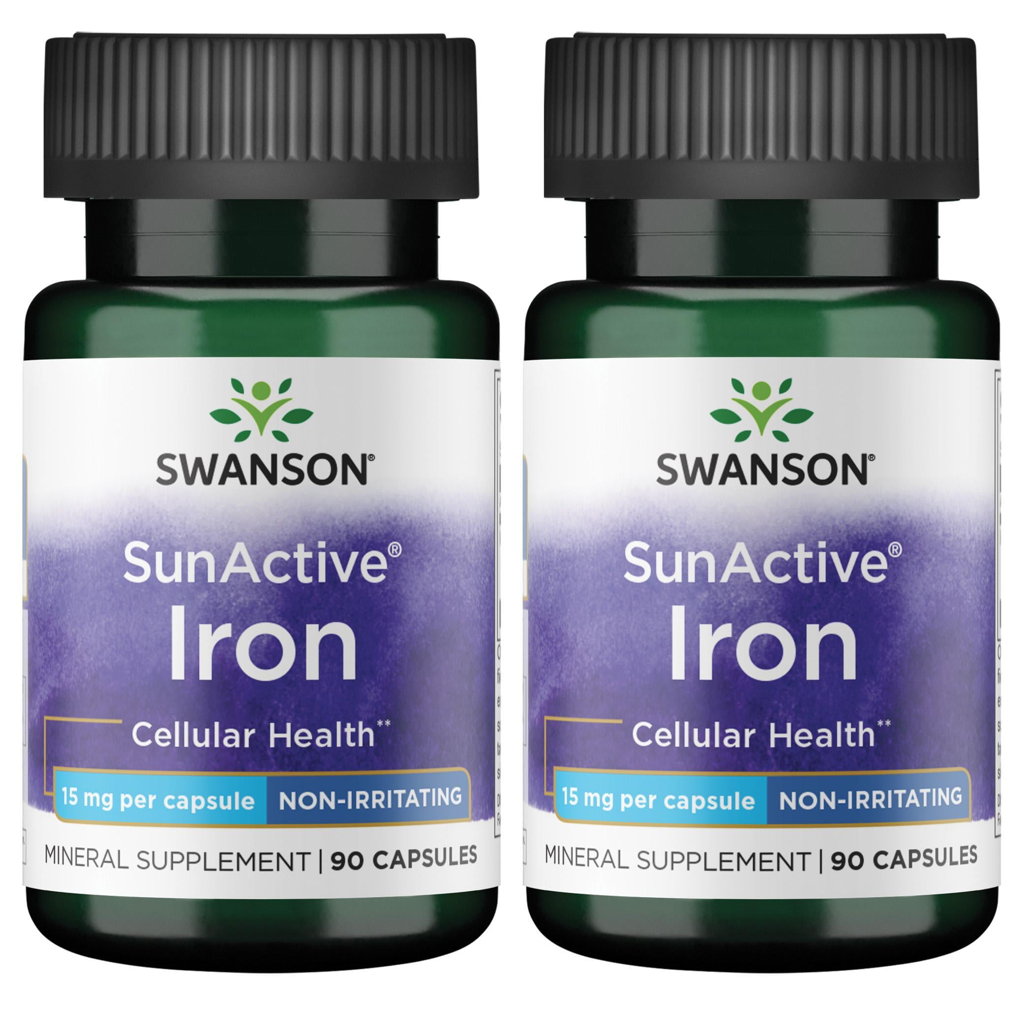 Swanson Sunactive Iron - Non-Irritating 15 mg 90 Caps 2 Pack - Walmart.com