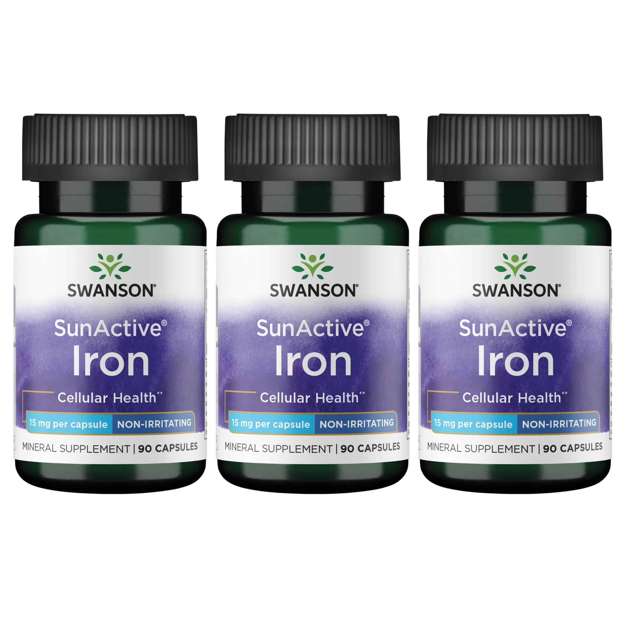 Swanson Sunactive Iron - Non-Irritating 15 mg 90 Caps 3 Pack - Walmart.com