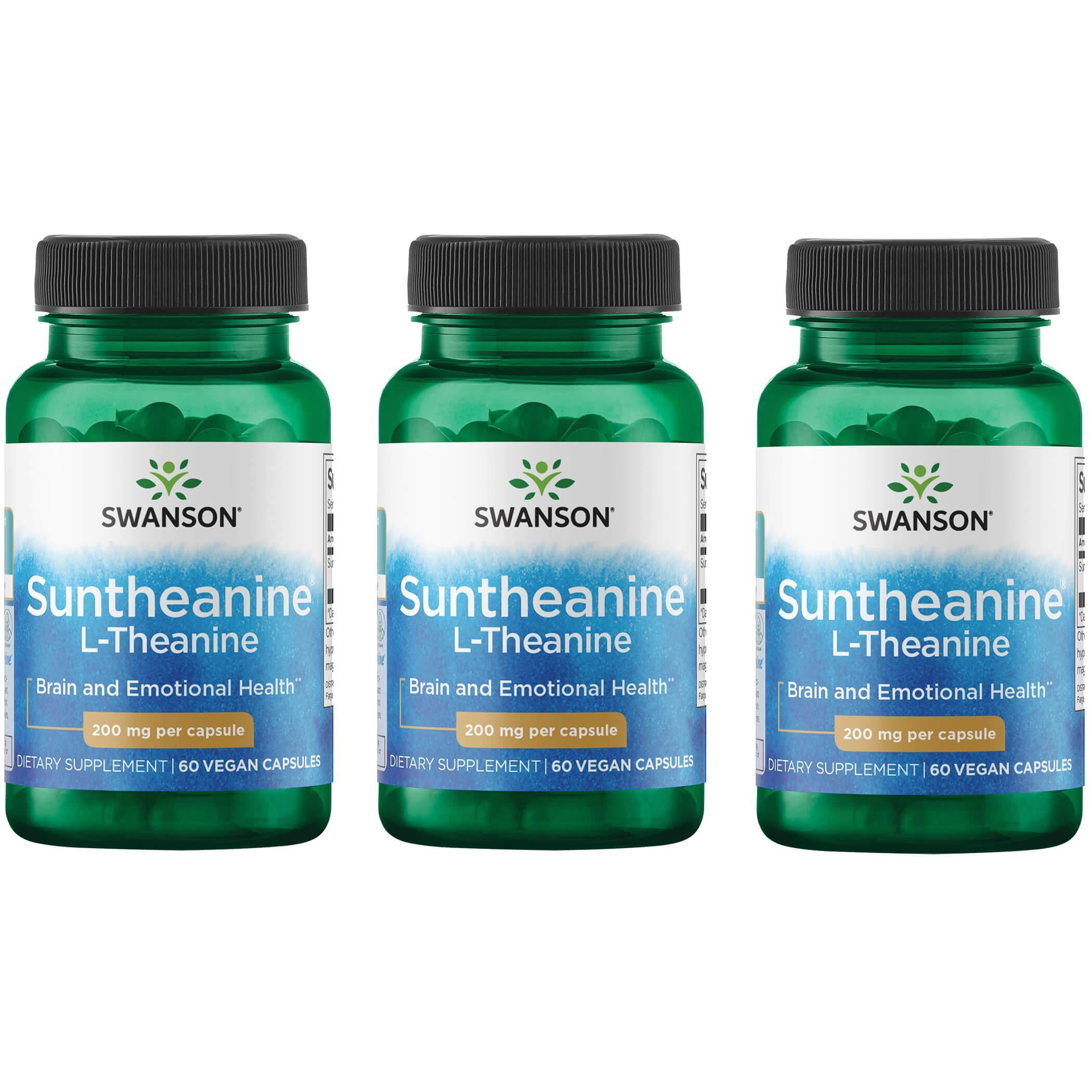 Swanson Suntheanine L-Theanine 200 mg 60 Vegan Caps 3 Pack - Walmart.com
