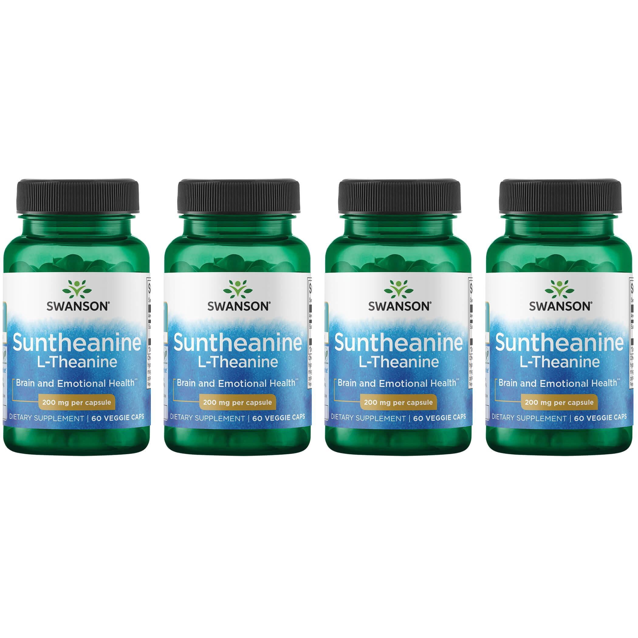 Swanson Suntheanine L-Theanine 200 mg 60 Vegan Caps 4 Pack - Walmart.com