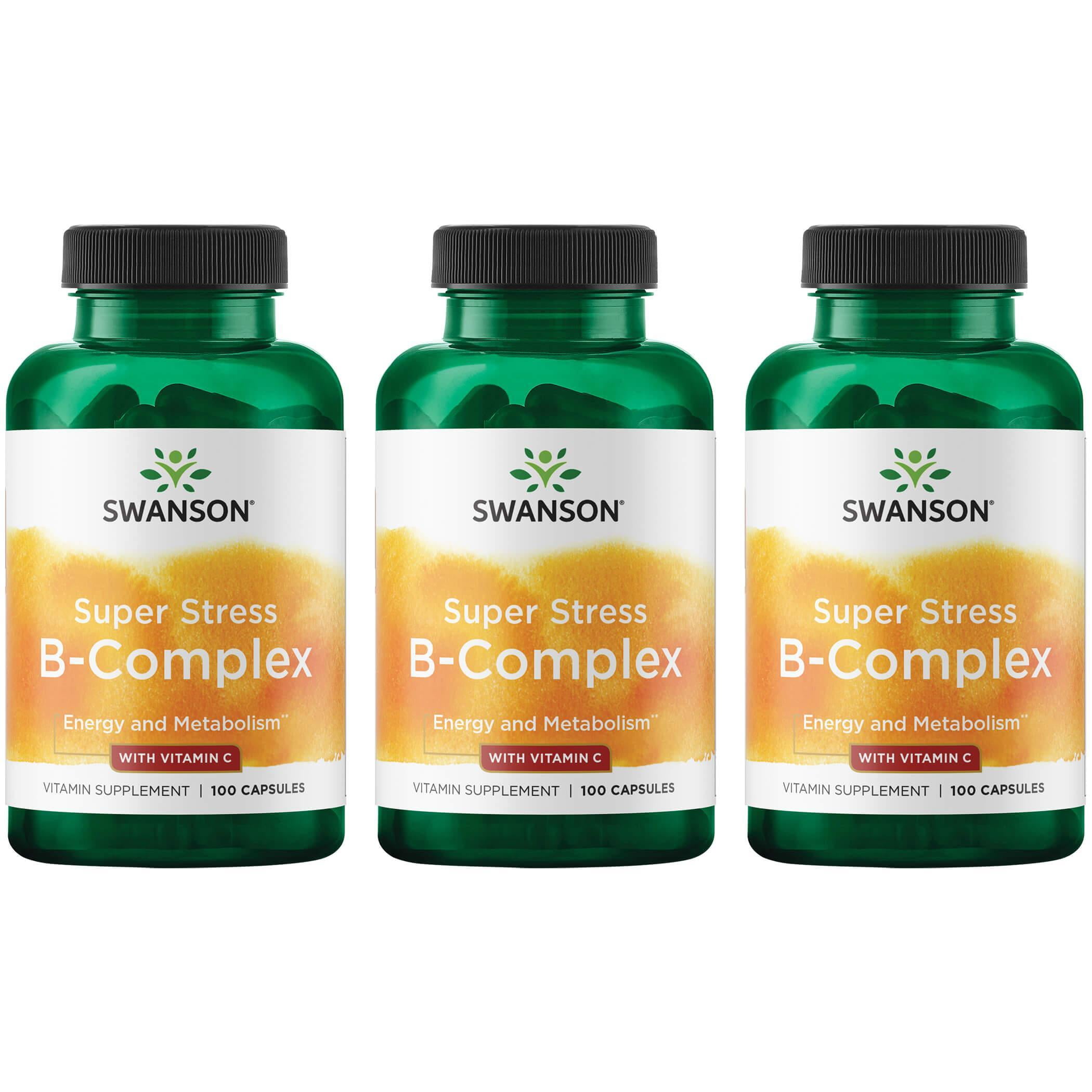 Swanson Super Stress B-Complex with Vitamin C, Immune Support, Energy ...