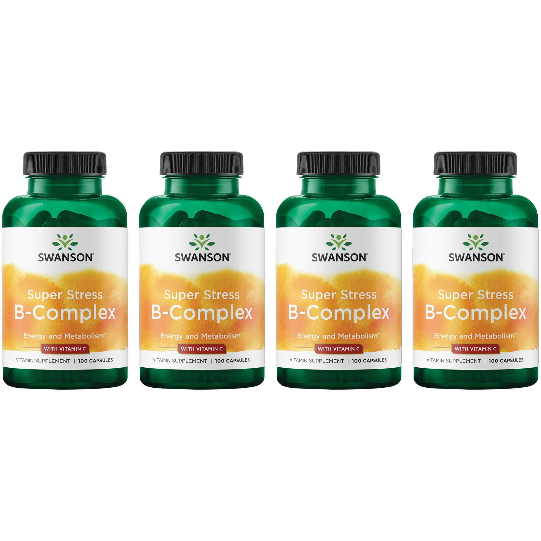 Swanson Super Stress B-Complex with Vitamin C 100 Caps 4 Pack - Walmart.com