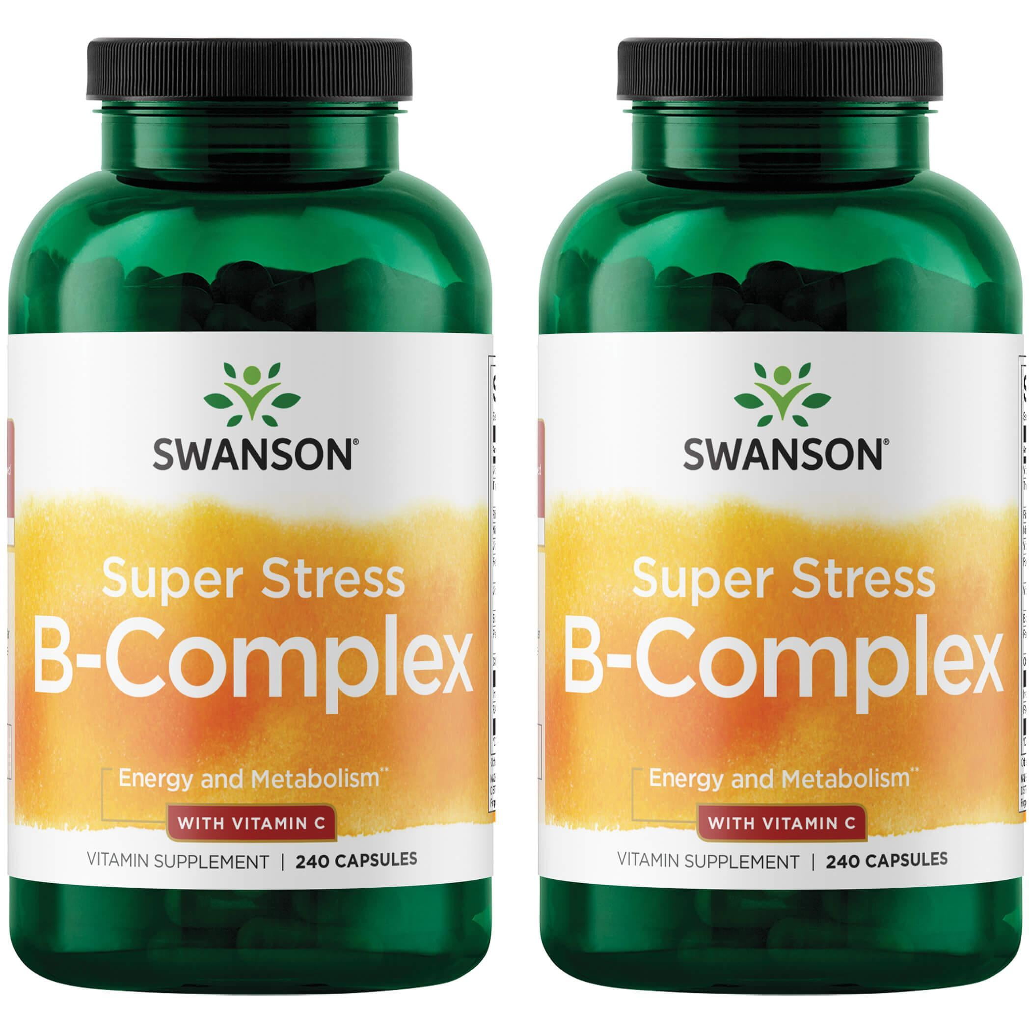 Swanson Super Stress B-Complex with Vitamin C, Immune Support, High ...