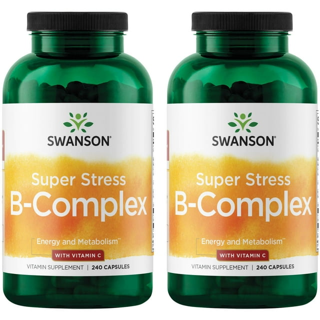 Swanson Super Stress B-Complex with Vitamin C, Immune Support, High ...