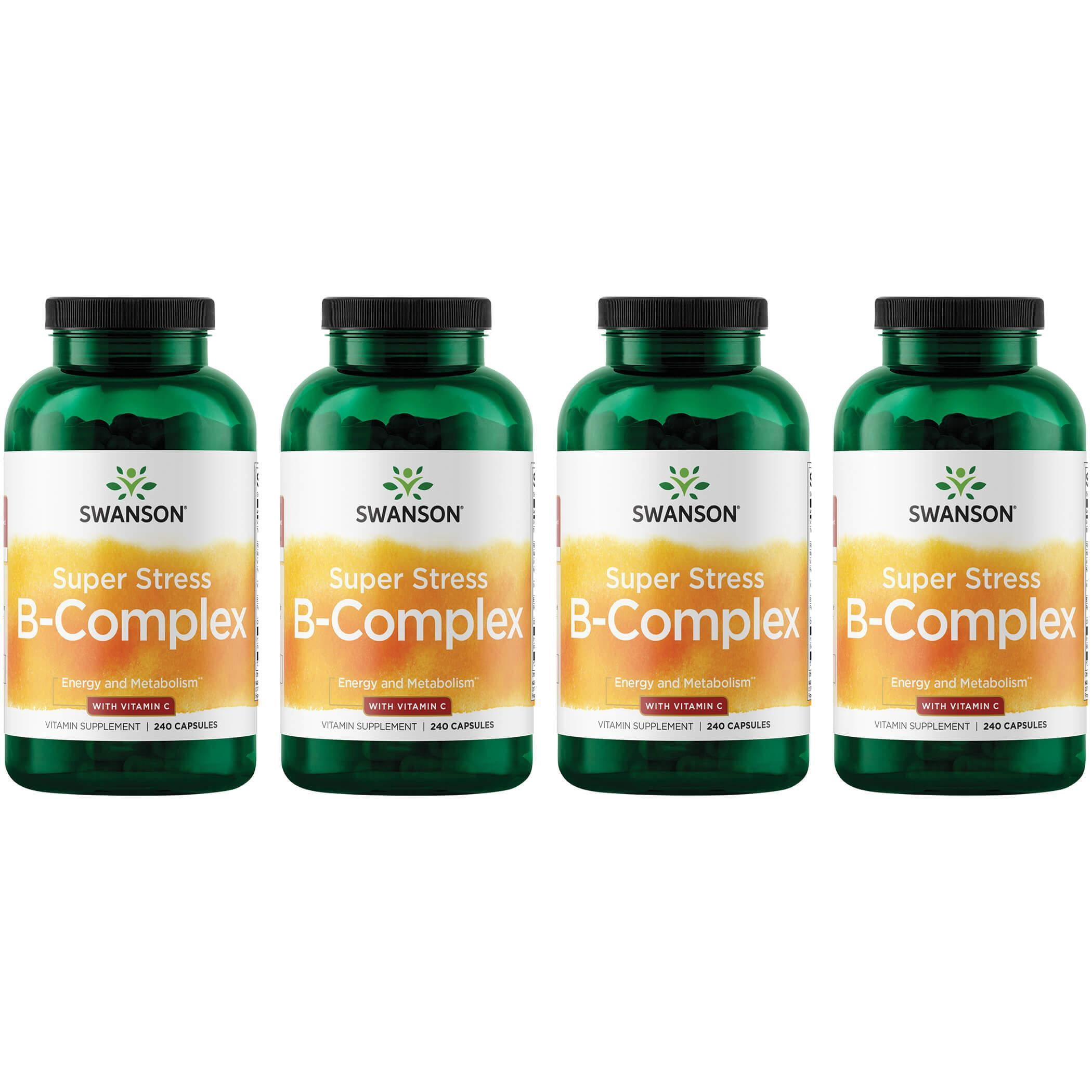 Swanson Super Stress B-Complex with Vitamin C 240 Caps 4 Pack - Walmart.com