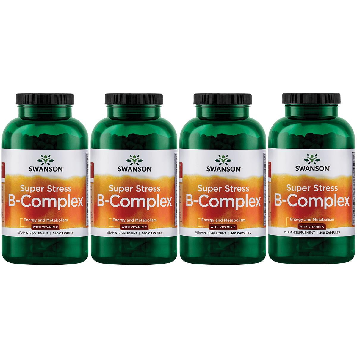 Swanson Super Stress B-Complex with Vitamin C 240 Caps 4 Pack - Walmart.com