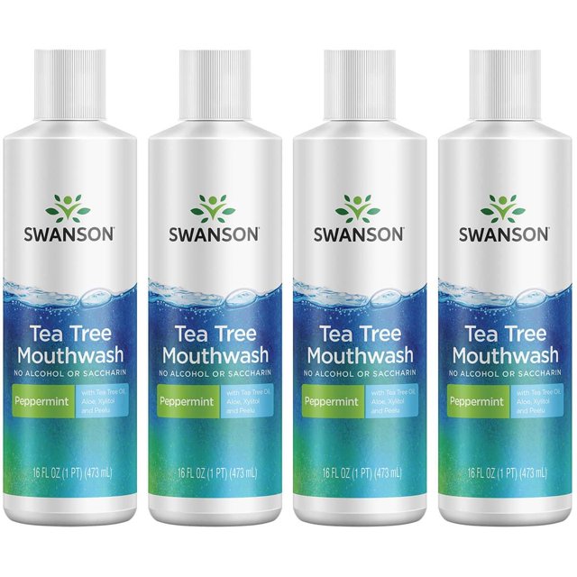 Swanson Tea Tree Mouthwash - Peppermint 16 fl oz Liq 4 Pack - Walmart.com