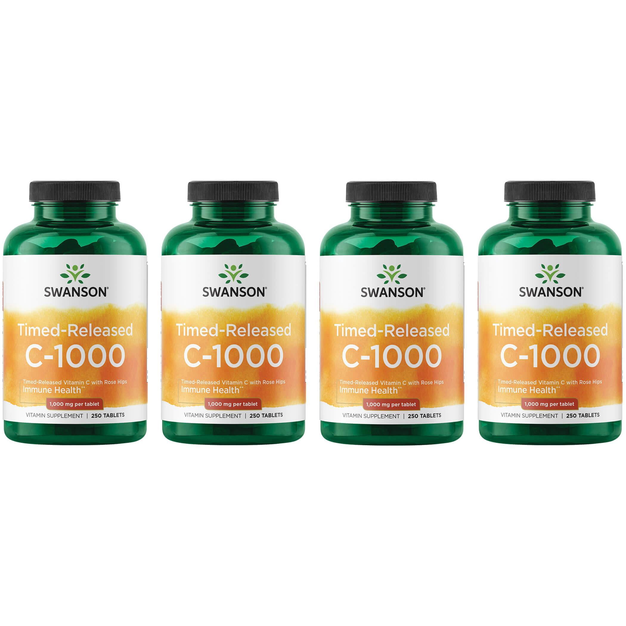 Swanson Time-Released C-1000 with Rose Hips 1,000 mg 250 Tabs 4 Pack - Walmart.com