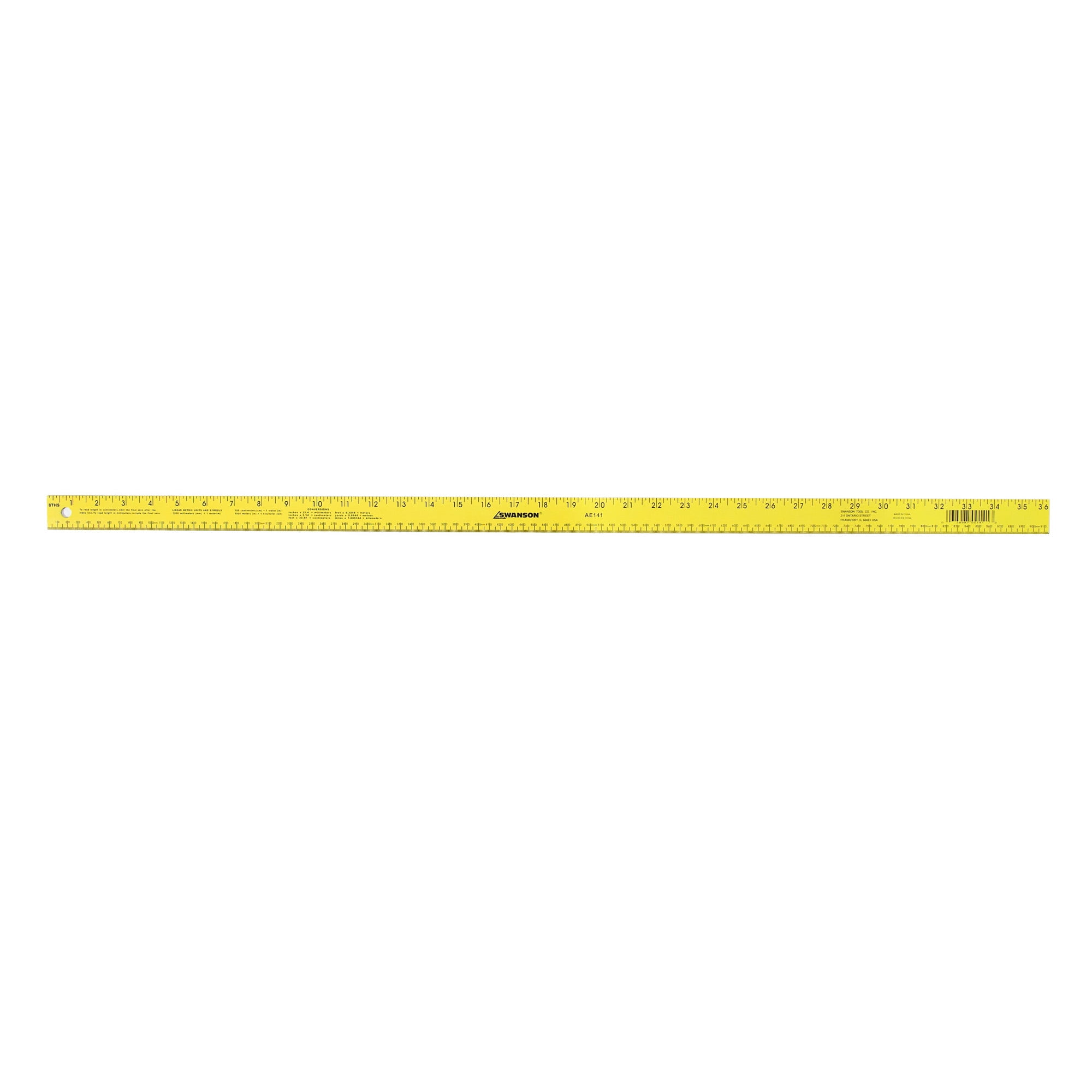 Swanson Tool Co 36 inch Yellow Aluminum Yard Stick Straight Edge with ...