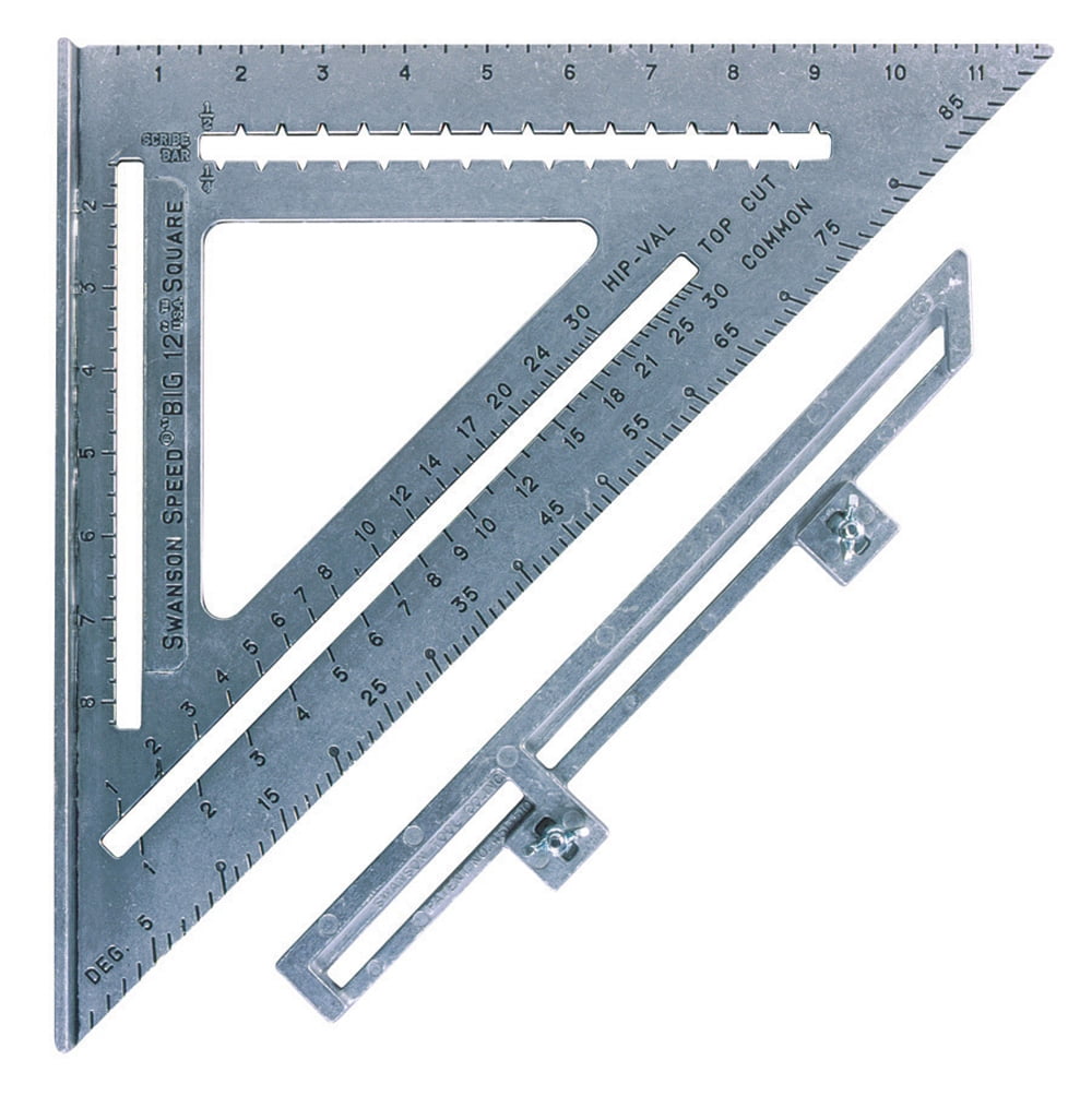Swanson Tool Co 12 inch Aluminum Speed Square with Layout Bar & Swanson ...
