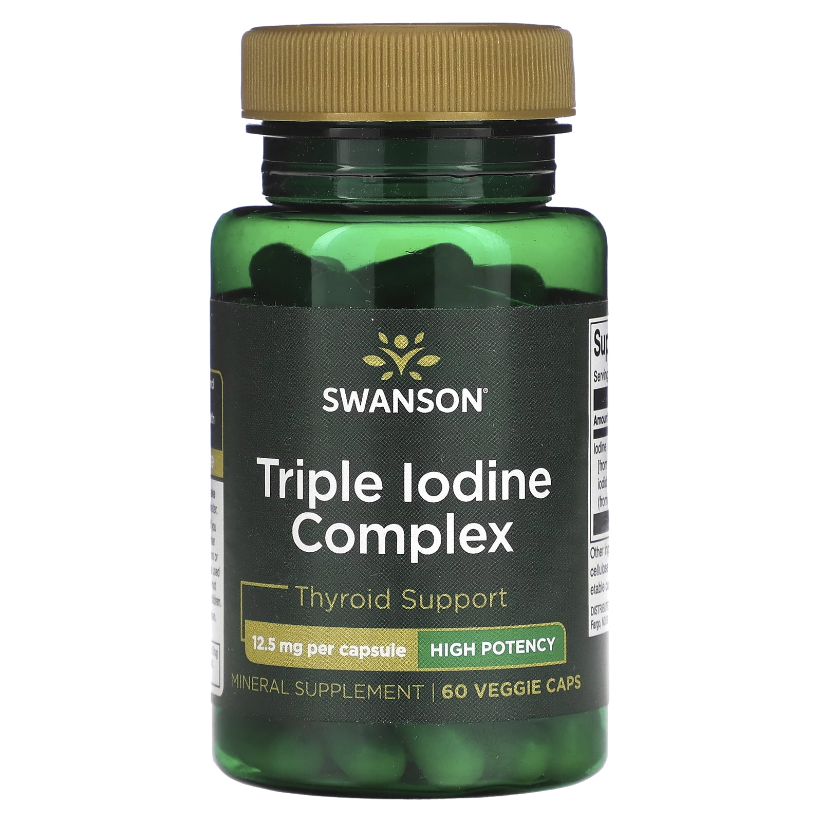 Swanson, Triple Iodine Complex, High Potency, 12.5 mg, 60 Veggie Caps ...
