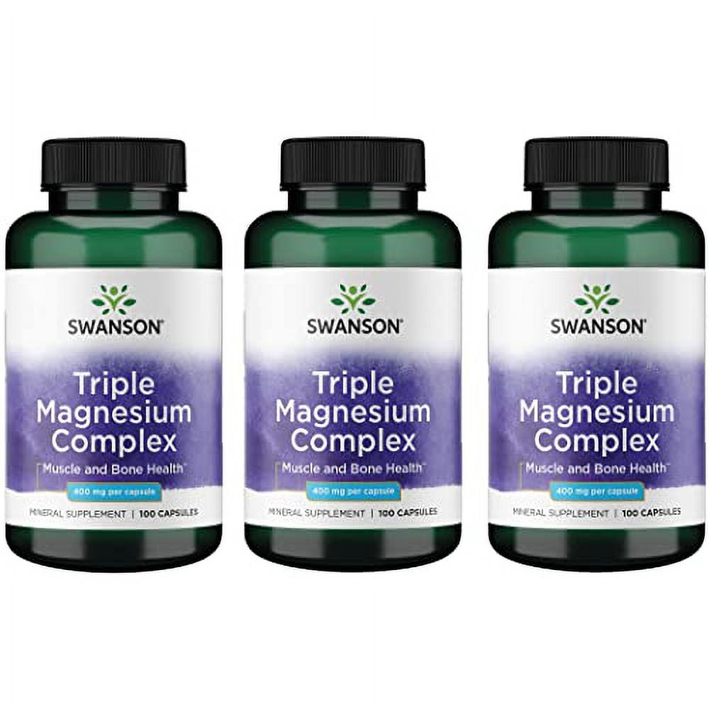 Swanson Triple Magnesium Complex .. - 100 Capsules, 400mg .. Each (3 ...