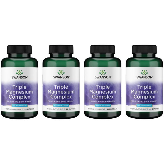 Swanson Triple Magnesium Complex 400 mg 100 Caps 4 Pack - Walmart.com