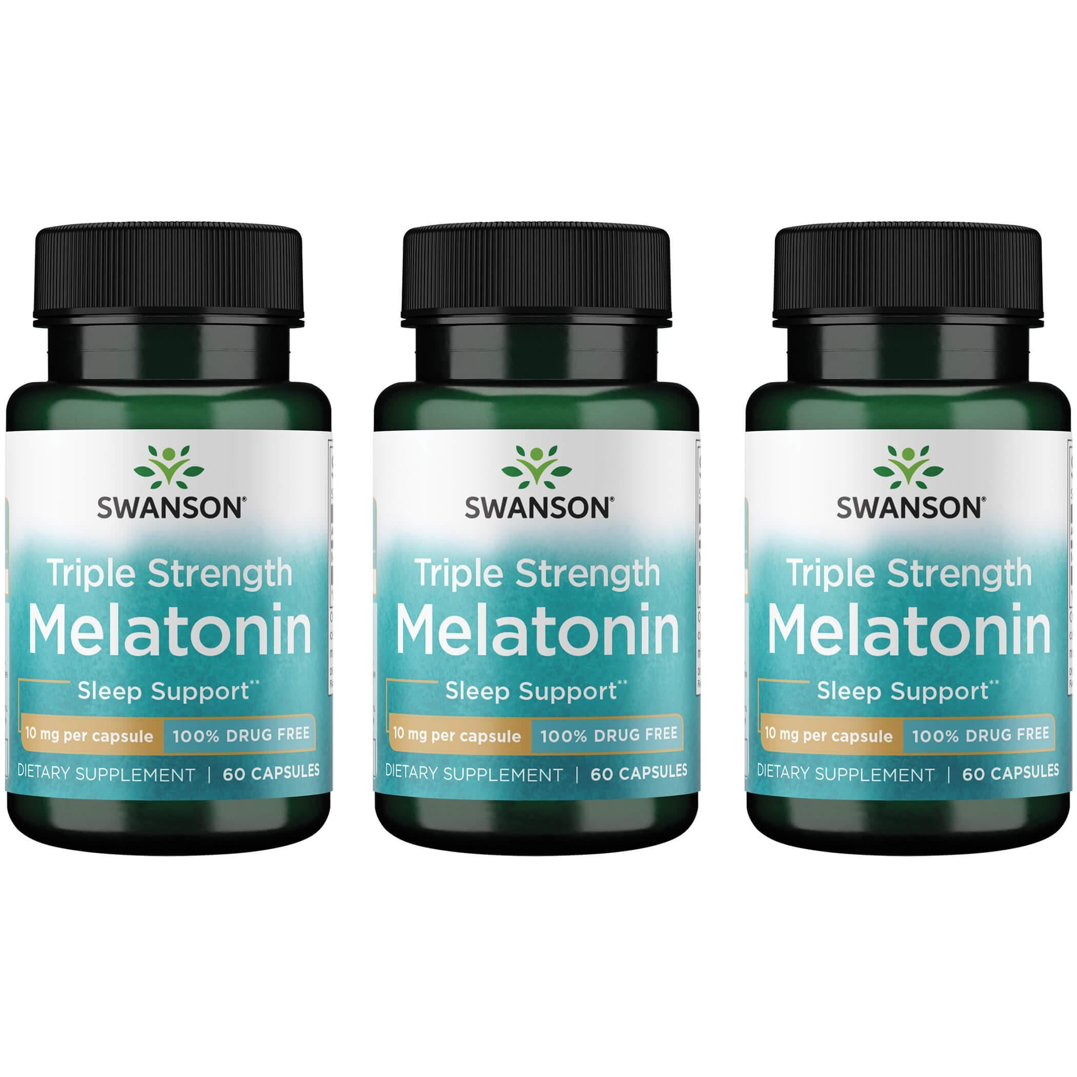 Swanson Triple Strength Melatonin - Healthy Sleep, Non-GMO, 10 mg, 60 ...