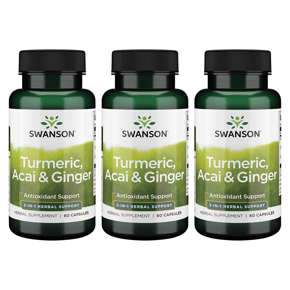 Swanson Turmeric, Acai & Ginger 60 Caps 3 Pack - Walmart.com