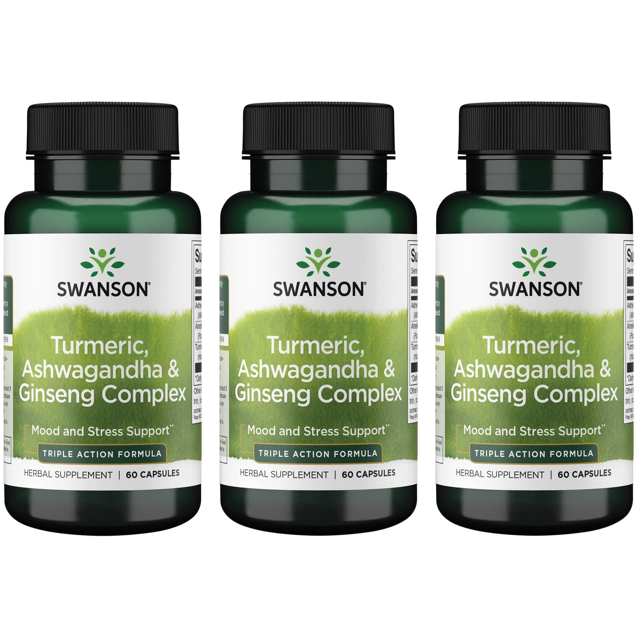 Swanson Turmeric, Ashwagandha & Ginseng Complex 60 Caps 3 Pack ...