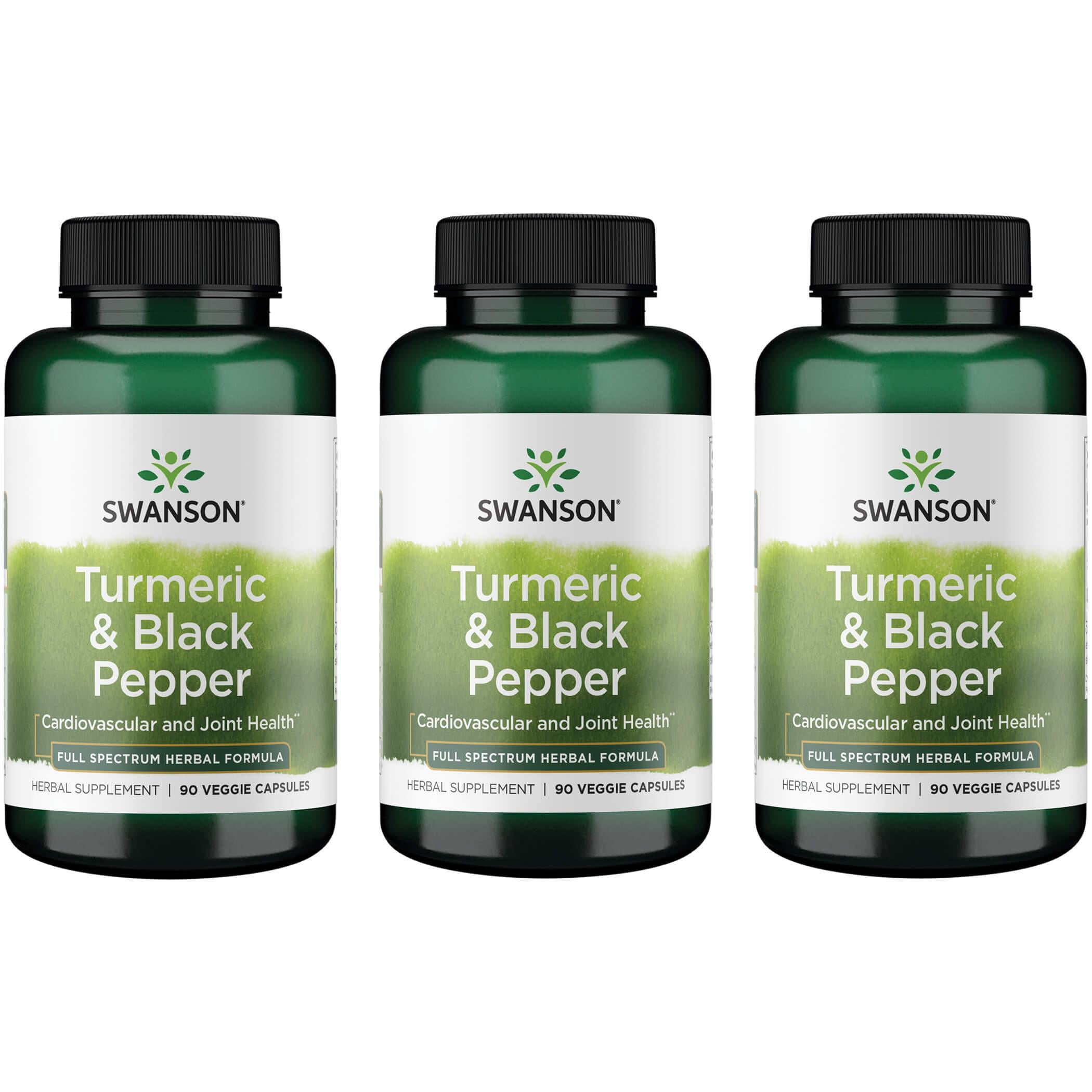 Swanson Turmeric & Black Pepper 600 mg 90 Vegan Caps 3 Pack - Walmart.com