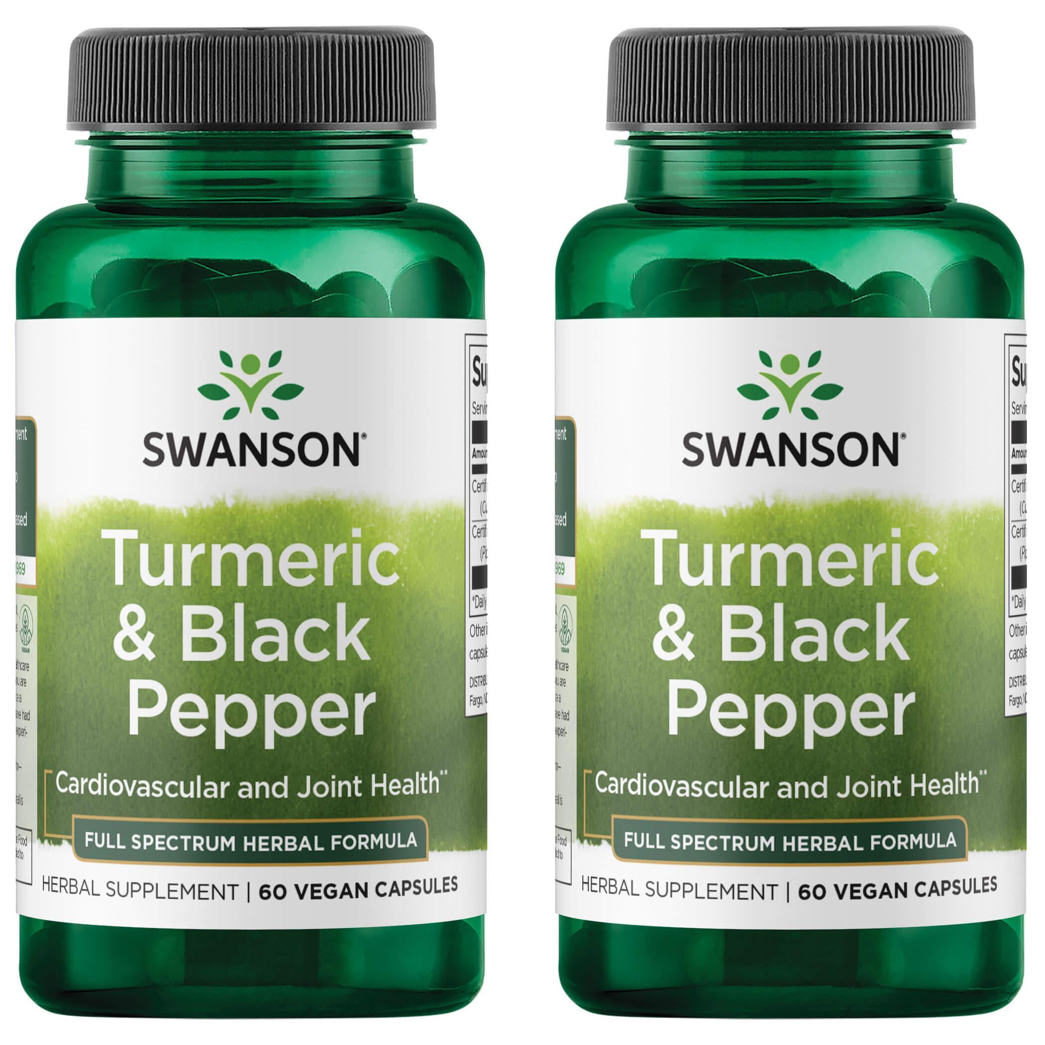 Swanson Turmeric & Black Pepper Capsules, Curcumin Fortified, 60 Veg ...