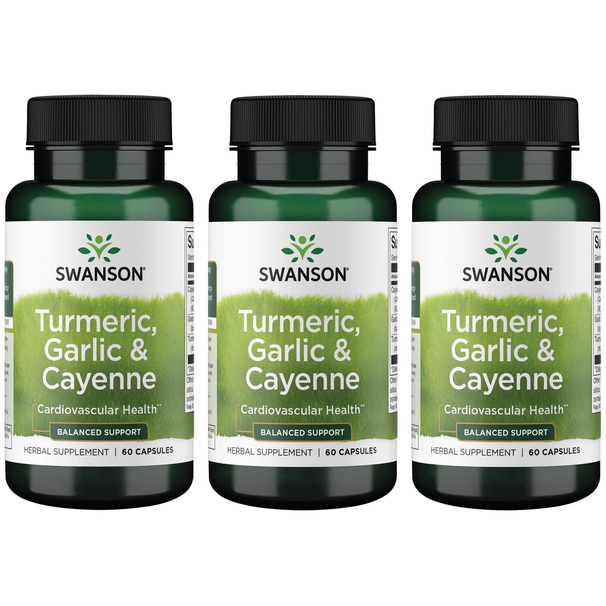 Swanson Turmeric, Garlic & Cayenne - Balanced Support 60 Caps 3 Pack ...
