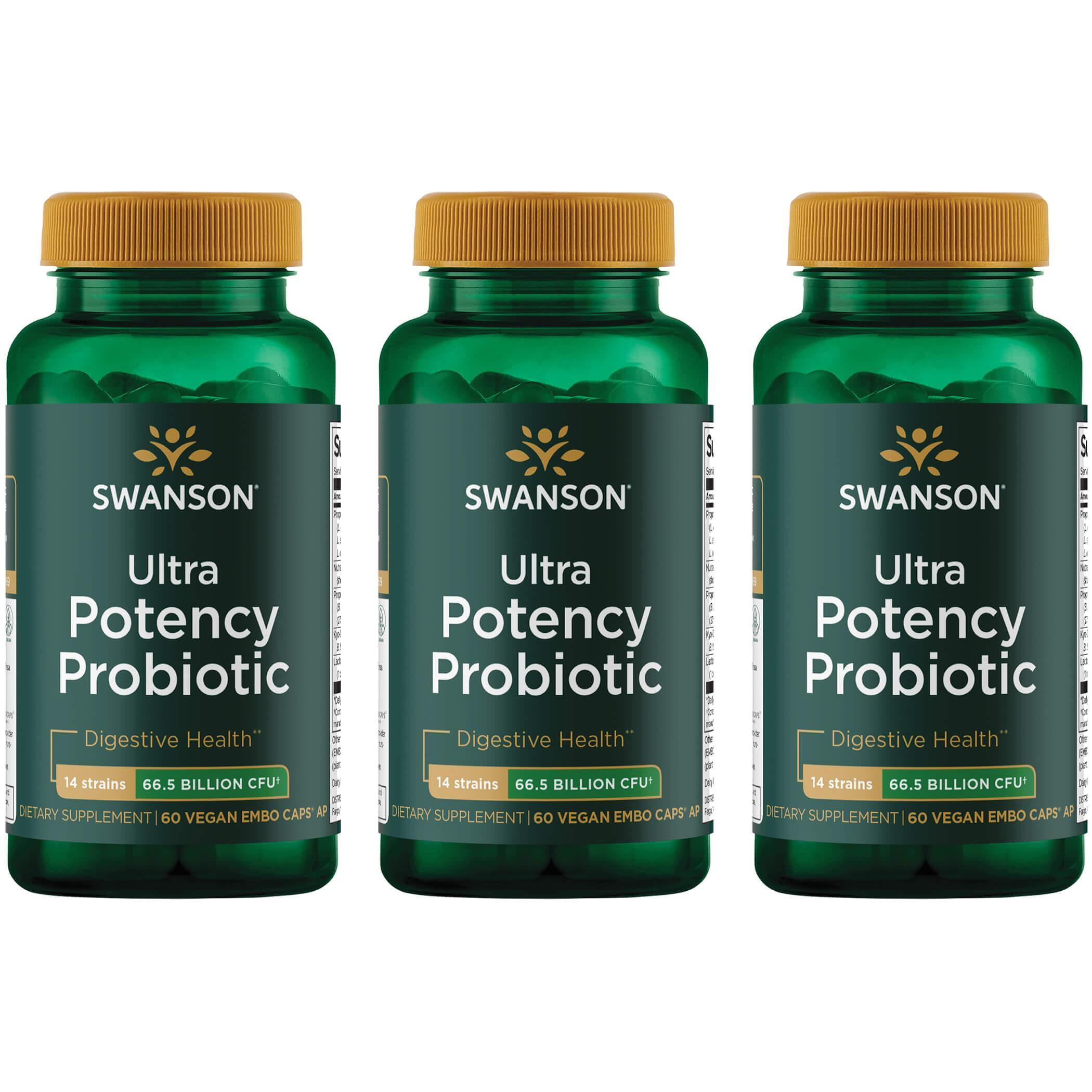 Swanson Ultra Potency Probiotic 66.5 Billion Cfu 60 Vegan Caps 3 Pack ...