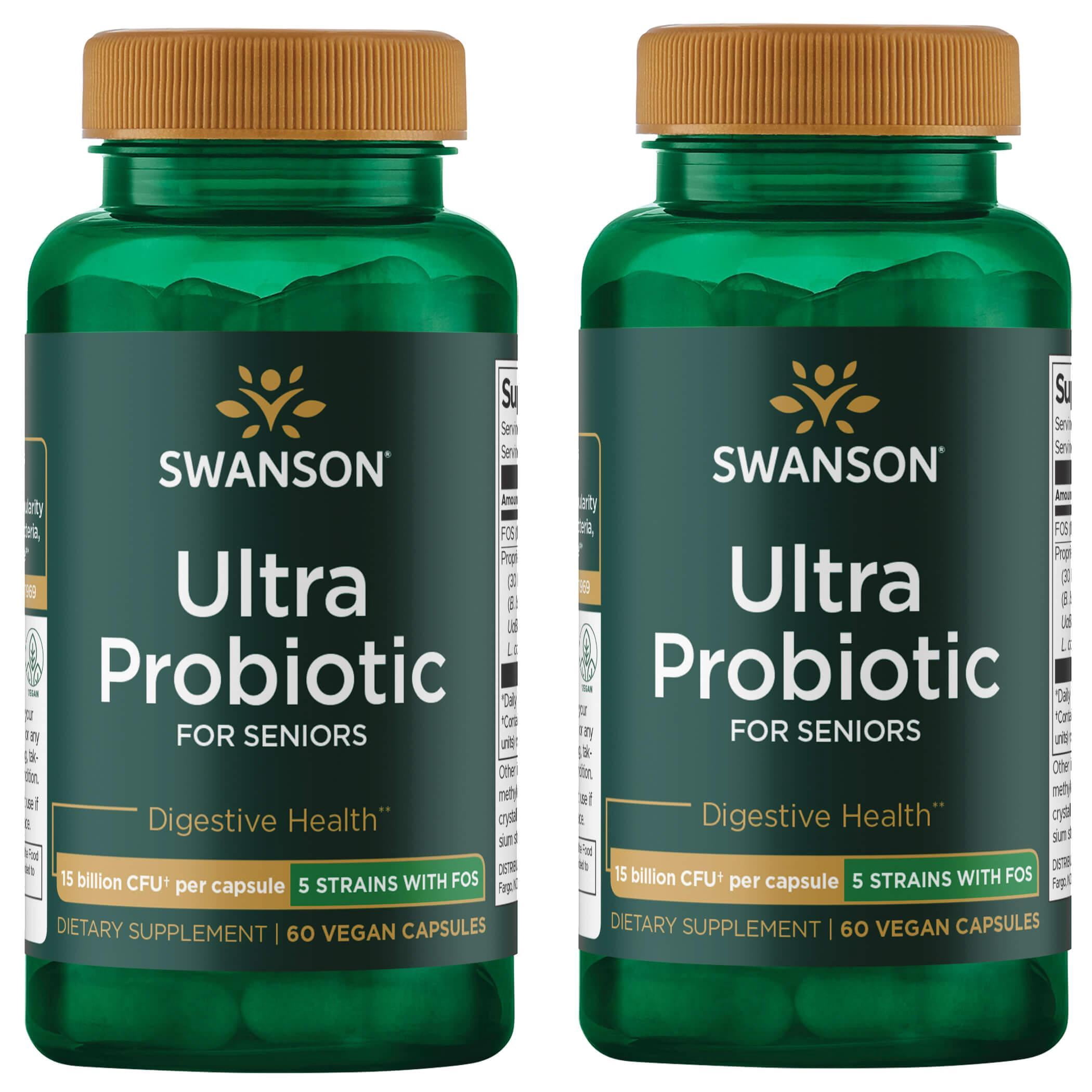Swanson Ultra Probiotic for Seniors 50+, 15 Billion CFU, 60 Vegan Caps ...