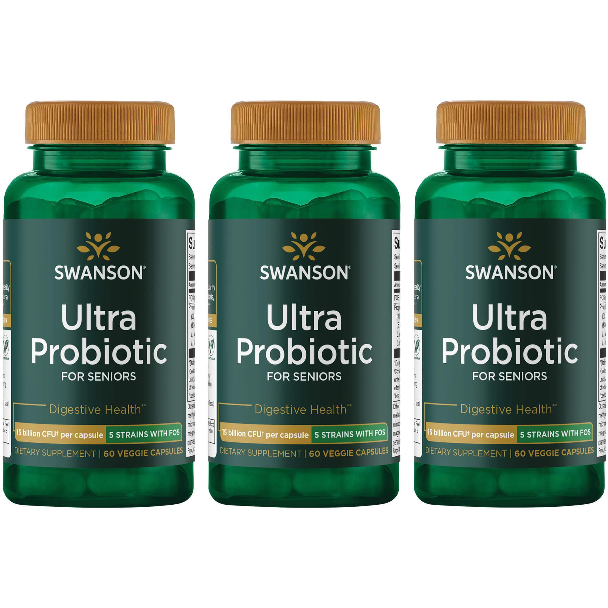 Swanson Ultra Probiotic for Seniors 50+ 15 Billion Cfu 60 Vegan Caps 3 ...