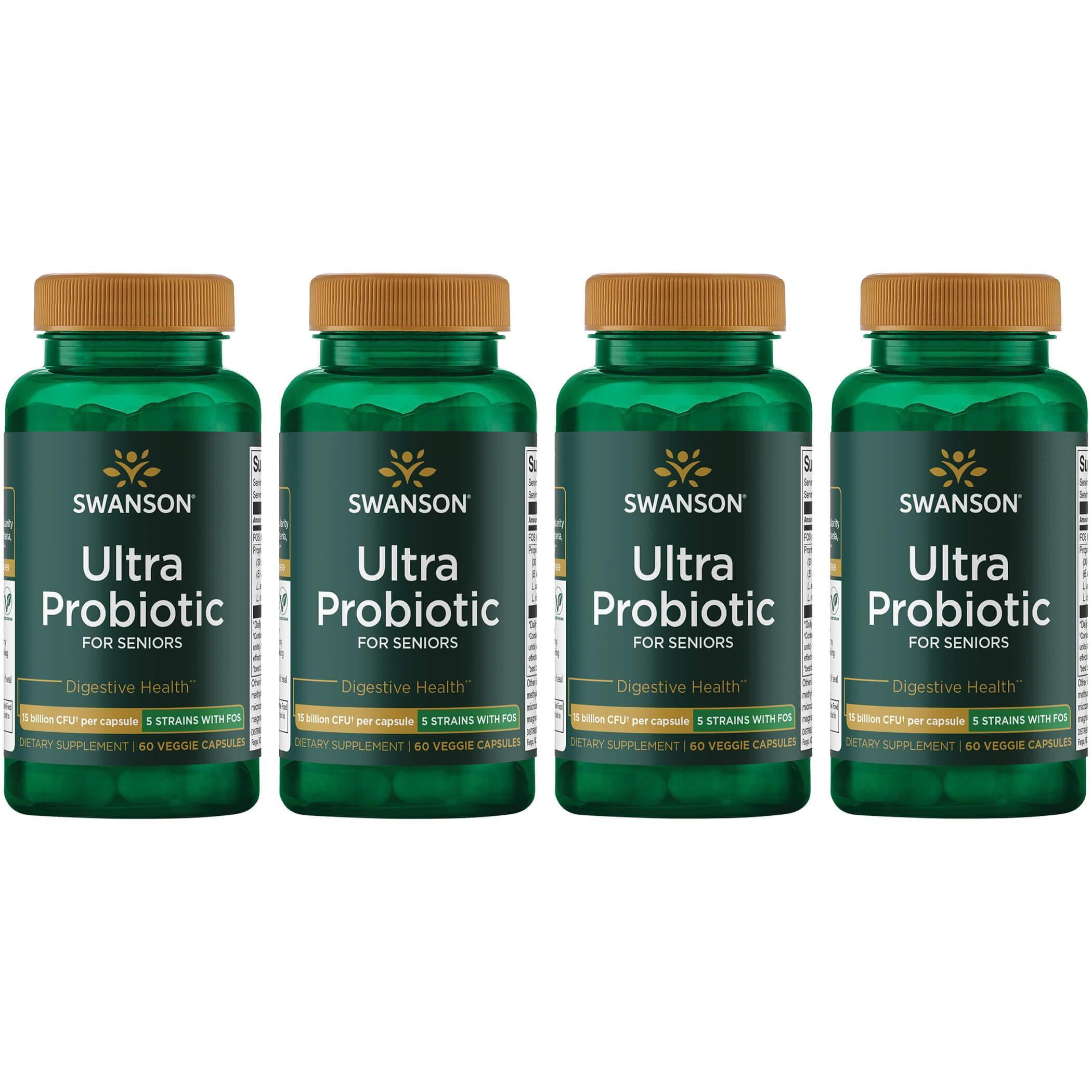 Swanson Ultra Probiotic for Seniors 50+ 15 Billion Cfu 60 Vegan Caps 4 ...