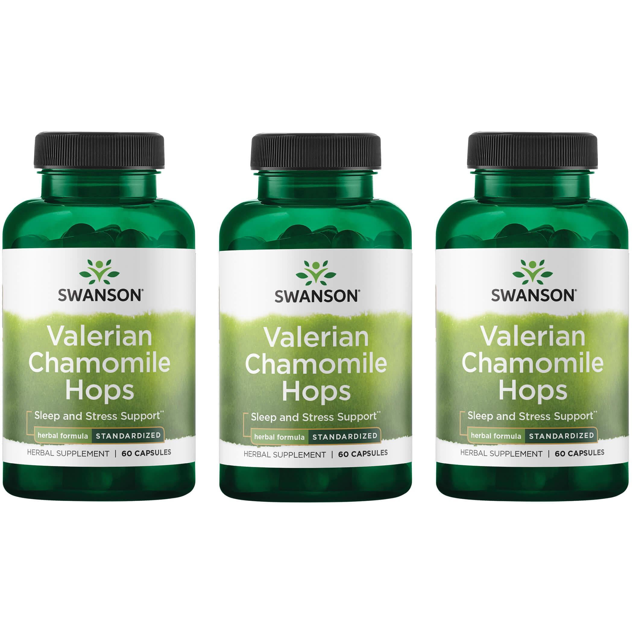 Swanson Valerian Chamomile Hops - Standardized 60 Caps 3 Pack - Walmart.com