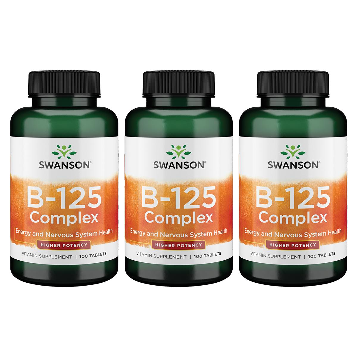 Swanson Vitamin B-125 Complex - Higher Potency 100 Tabs 3 Pack ...