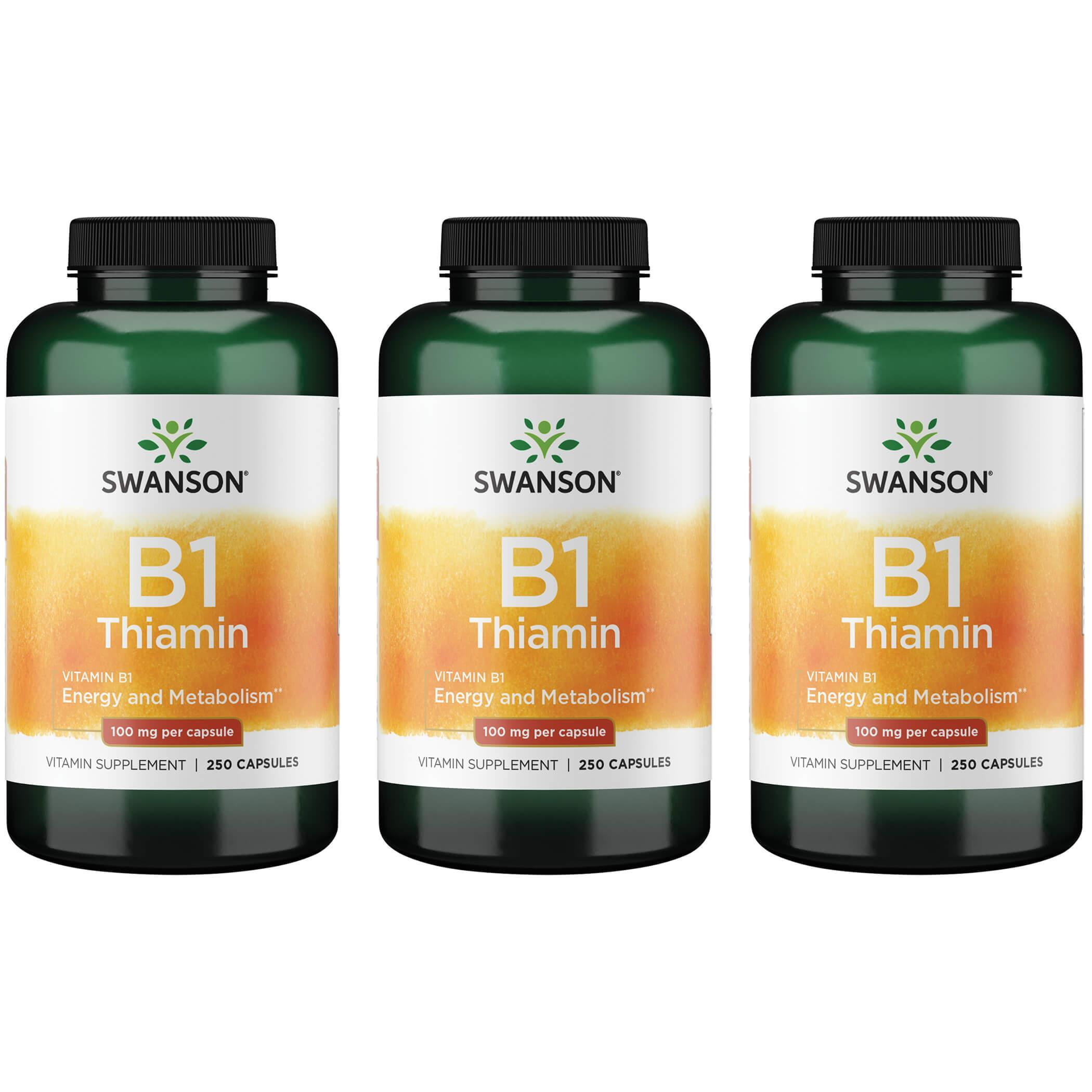 Swanson Easy Swallow Vitamin B1 Thiamin Supplement, Energy & Metabolism ...